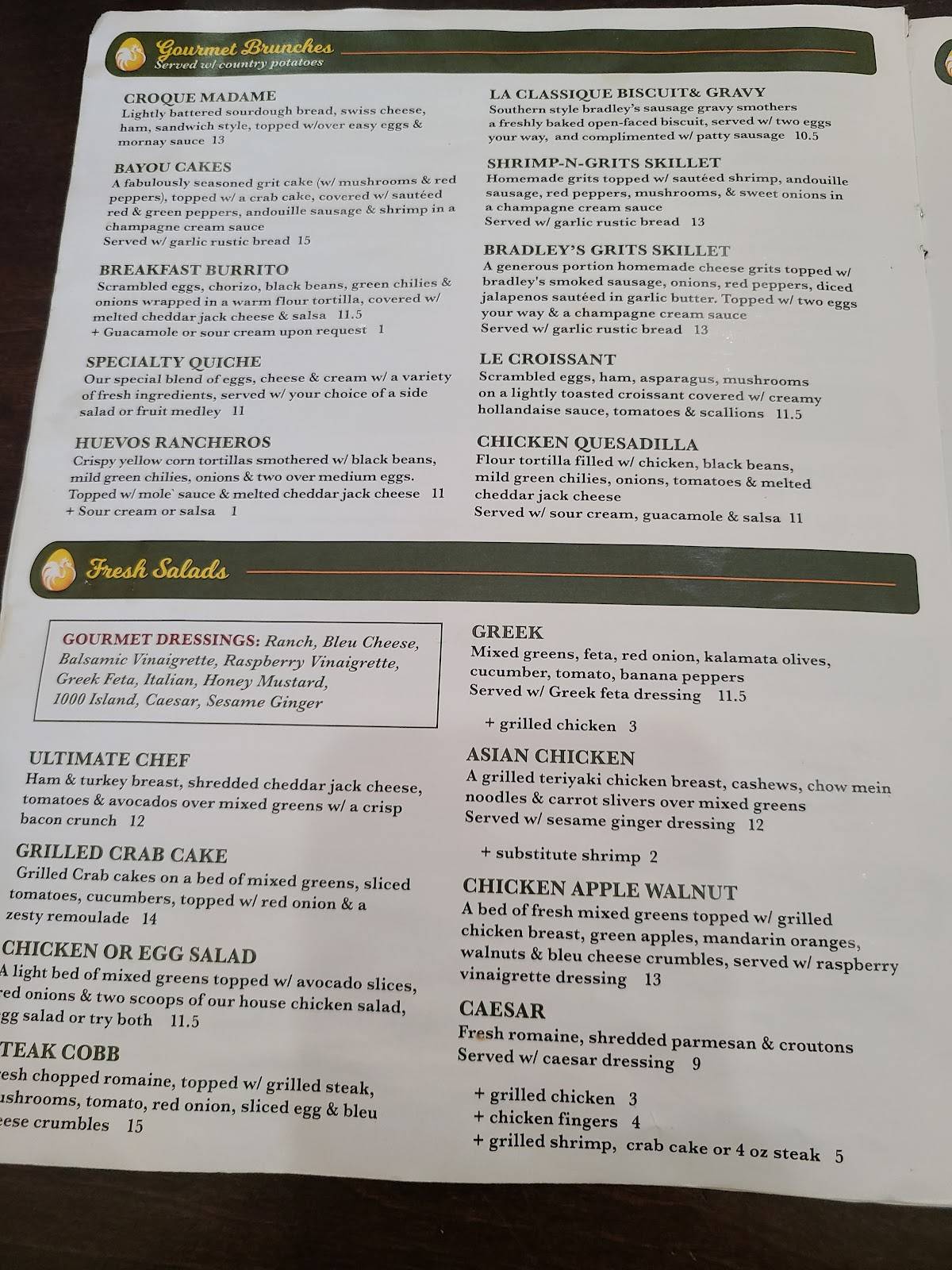 Menu at The Egg Cafe & Eatery, Tallahassee, Austin Davis Ave