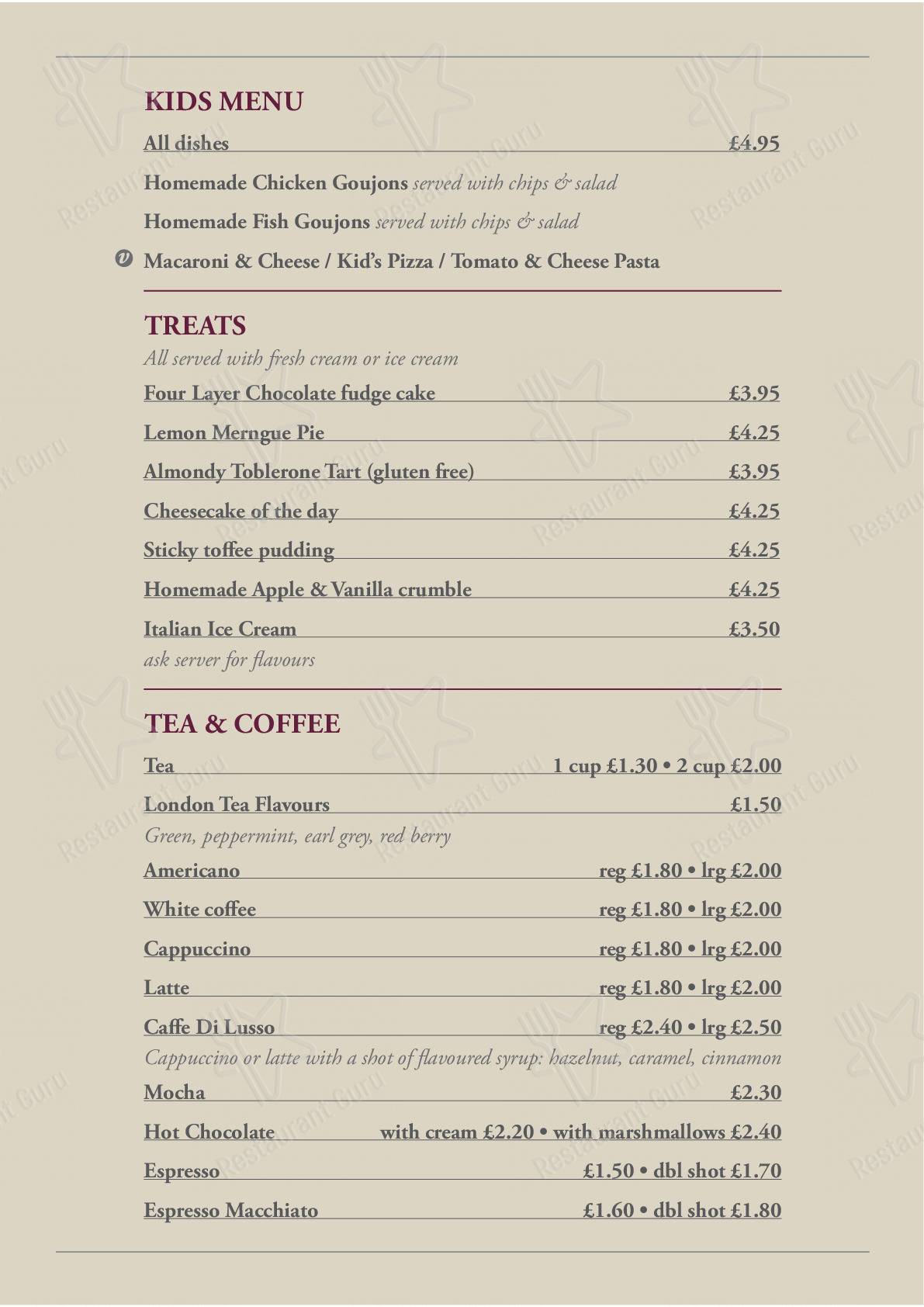Menu at The Exchange pub & bar, Greenock