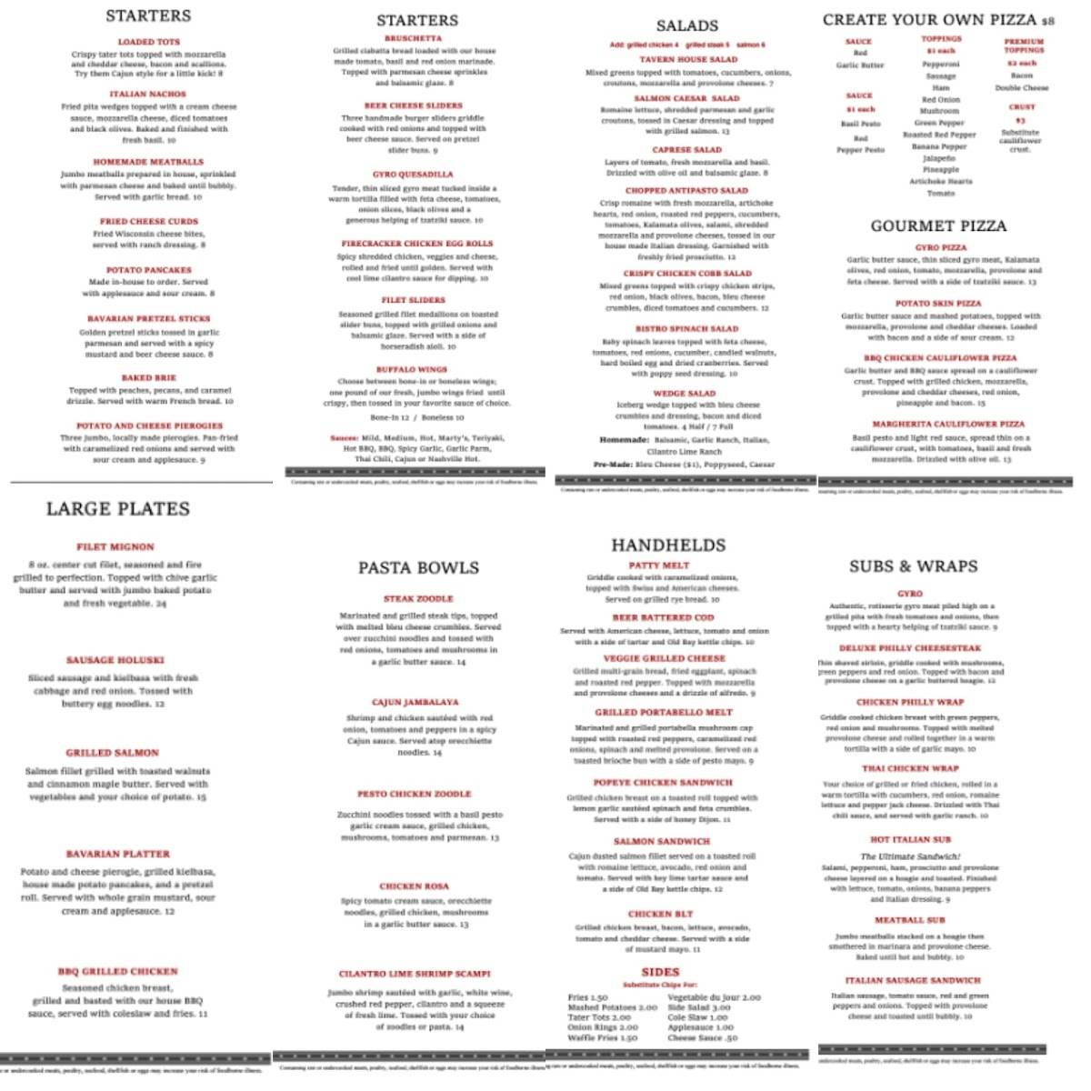 Menu at The Fairview Tavern pub & bar, Cleveland, Lorain Rd