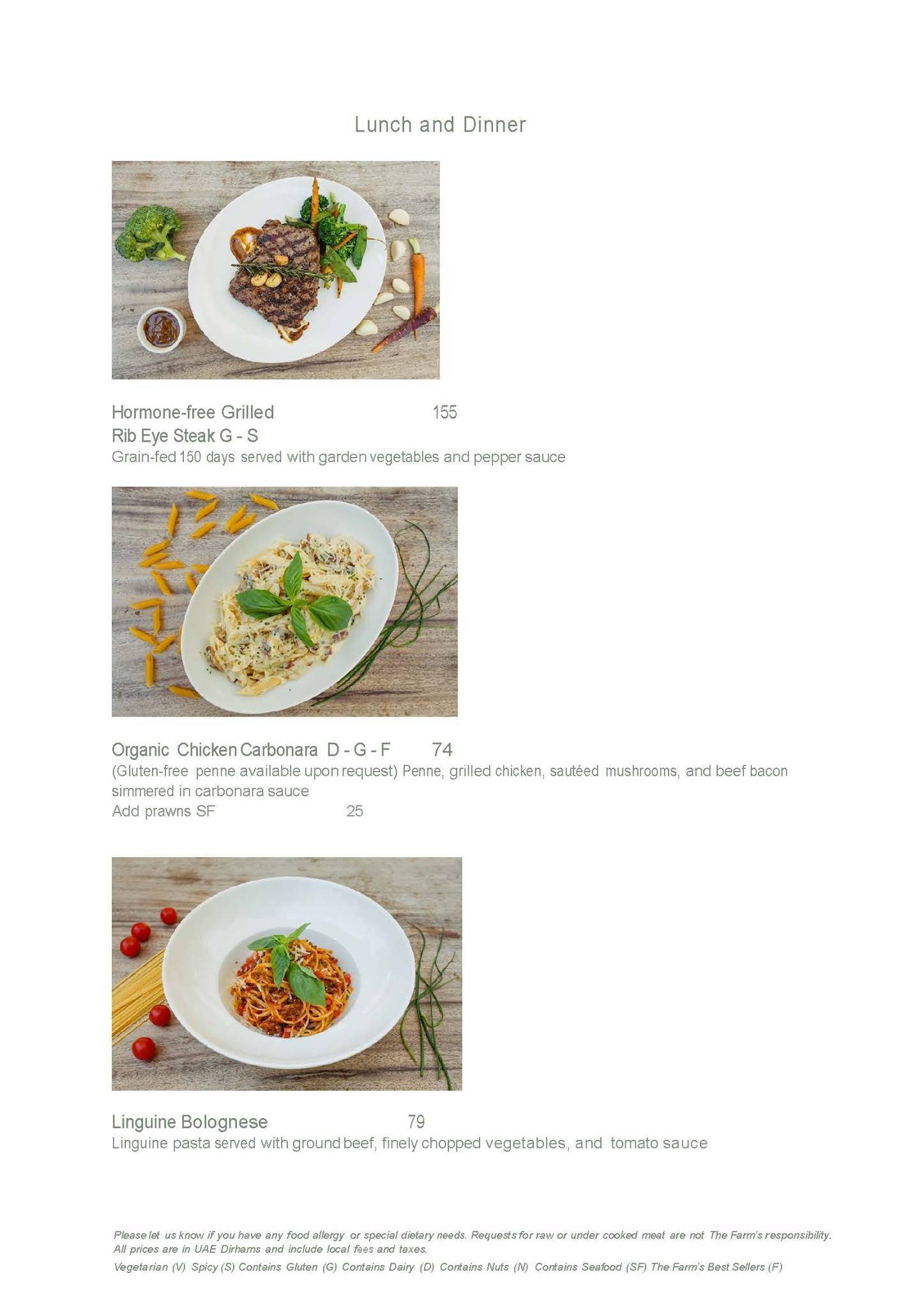 Menu at The Farm Restaurant, Al Barari, Dubai
