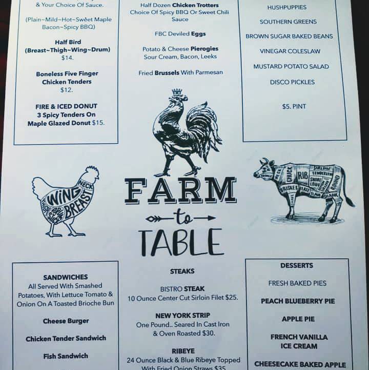 Menu at The Farmer Butcher Chef Bistro steakhouse, Austinburg
