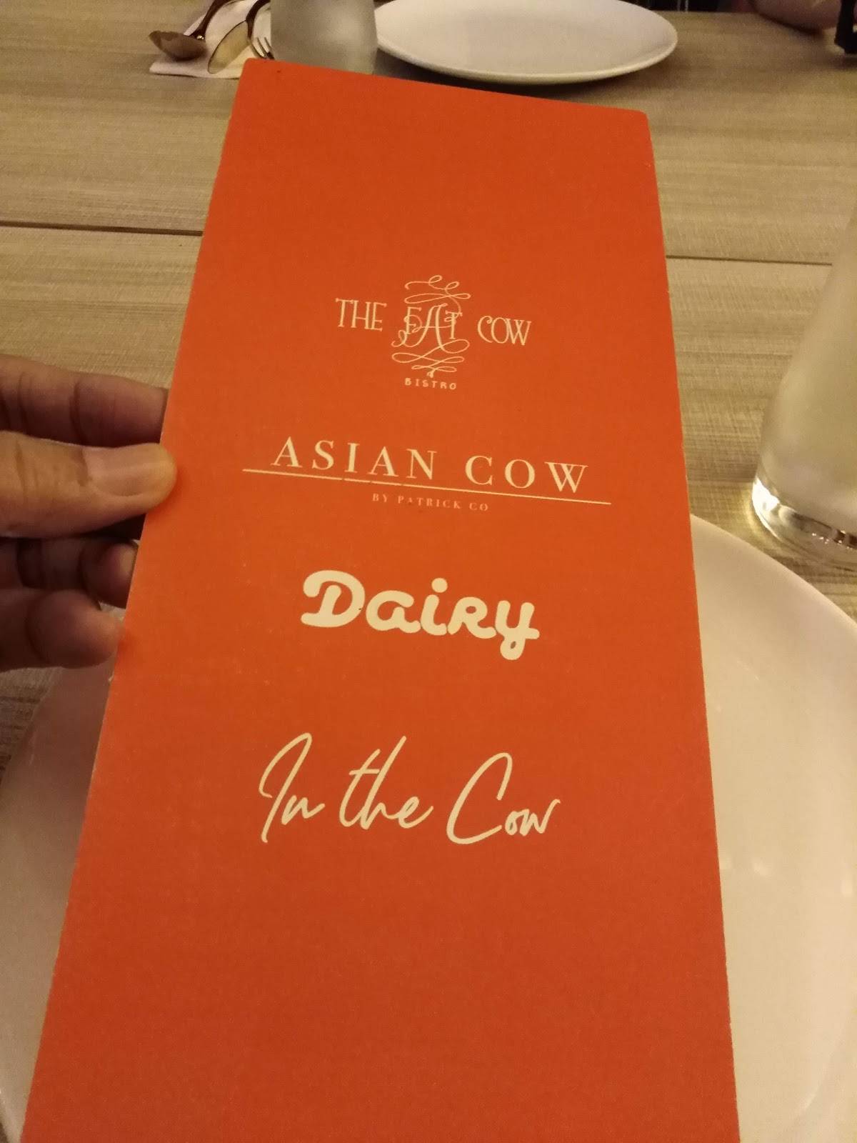 Menu at The Fat Cow restaurant, Davao City