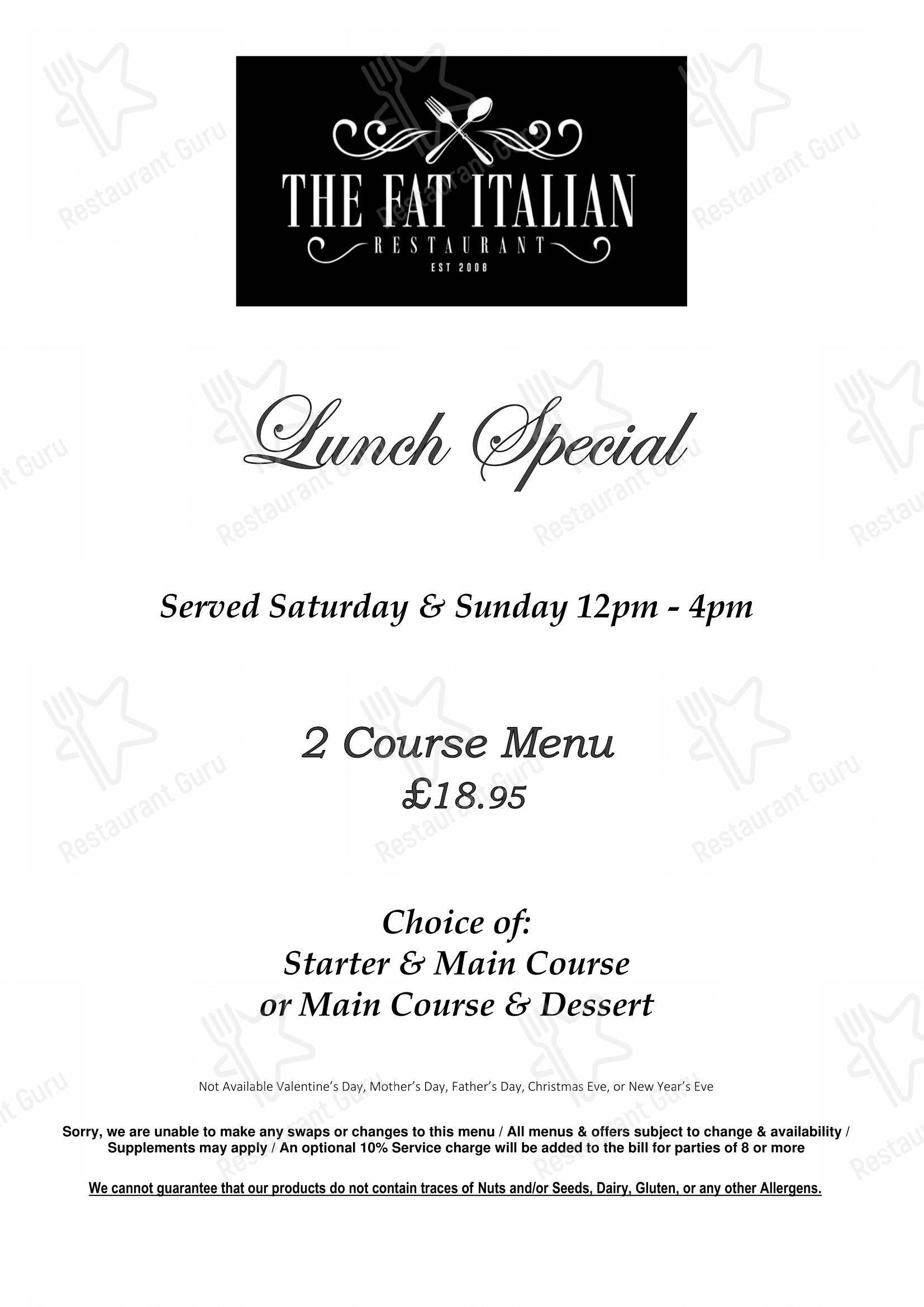 Menu at The Fat Italian Ormskirk restaurant, Ormskirk, 47-49 Derby St