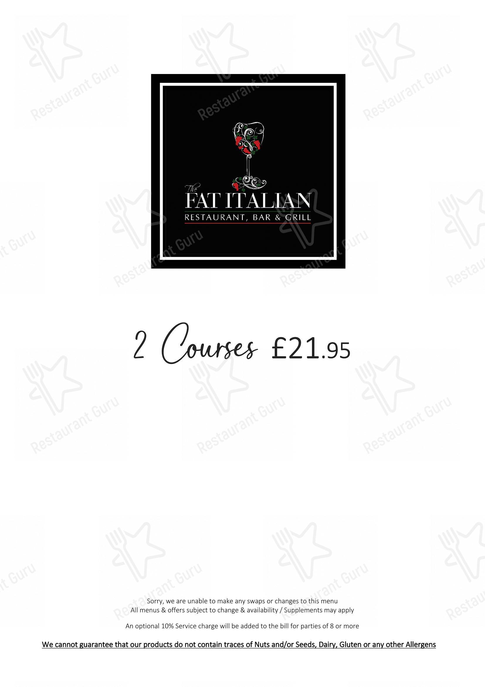 Menu at The Fat Italian Ormskirk restaurant, Ormskirk, 47-49 Derby St