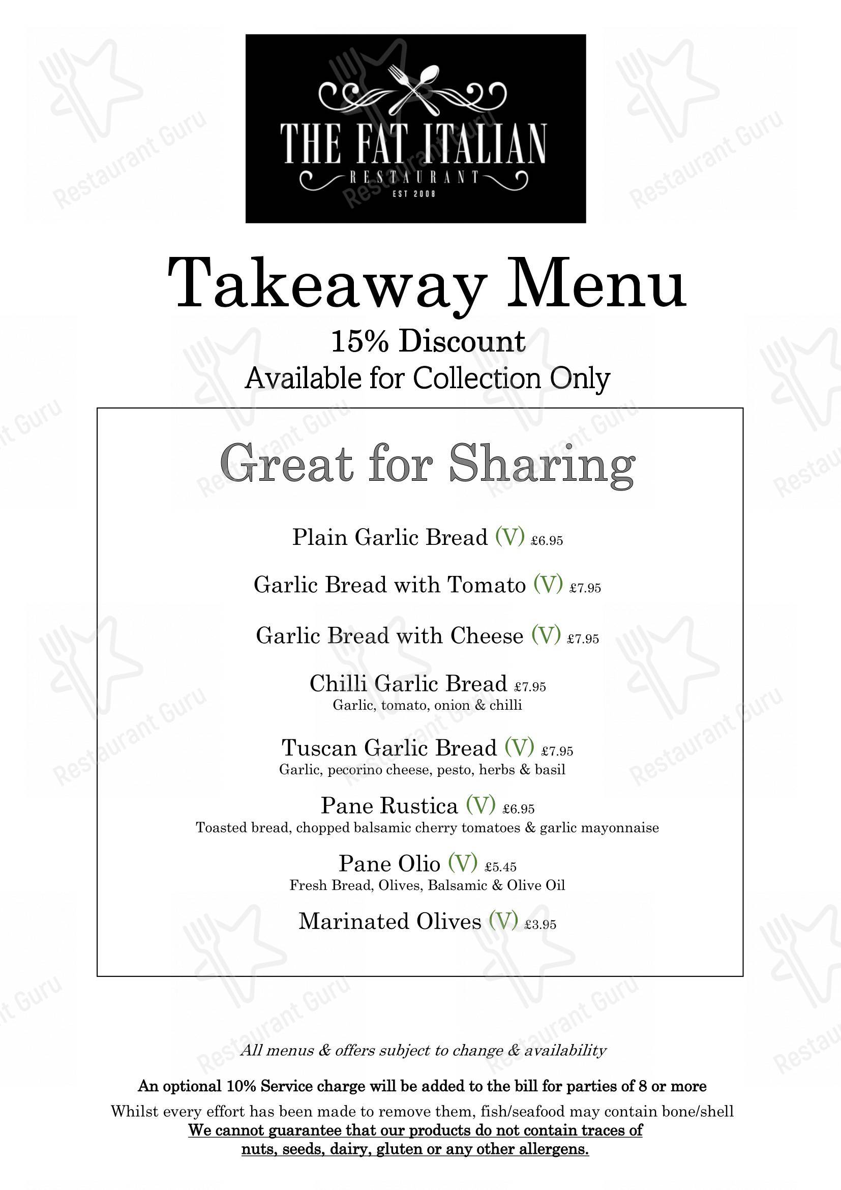 Menu at The Fat Italian Ormskirk restaurant, Ormskirk, 47-49 Derby St