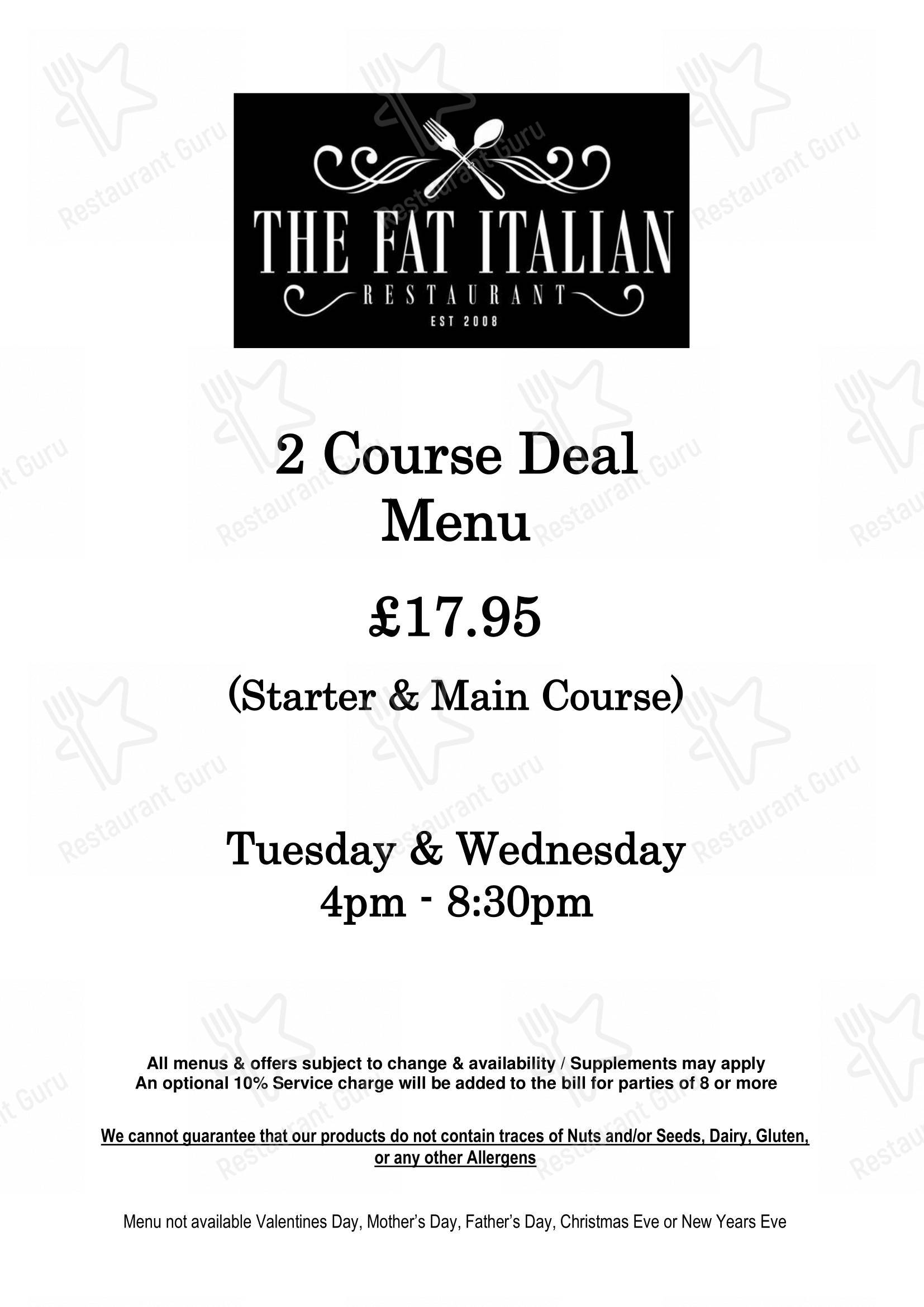 Menu at The Fat Italian Ormskirk restaurant, Ormskirk, 47-49 Derby St