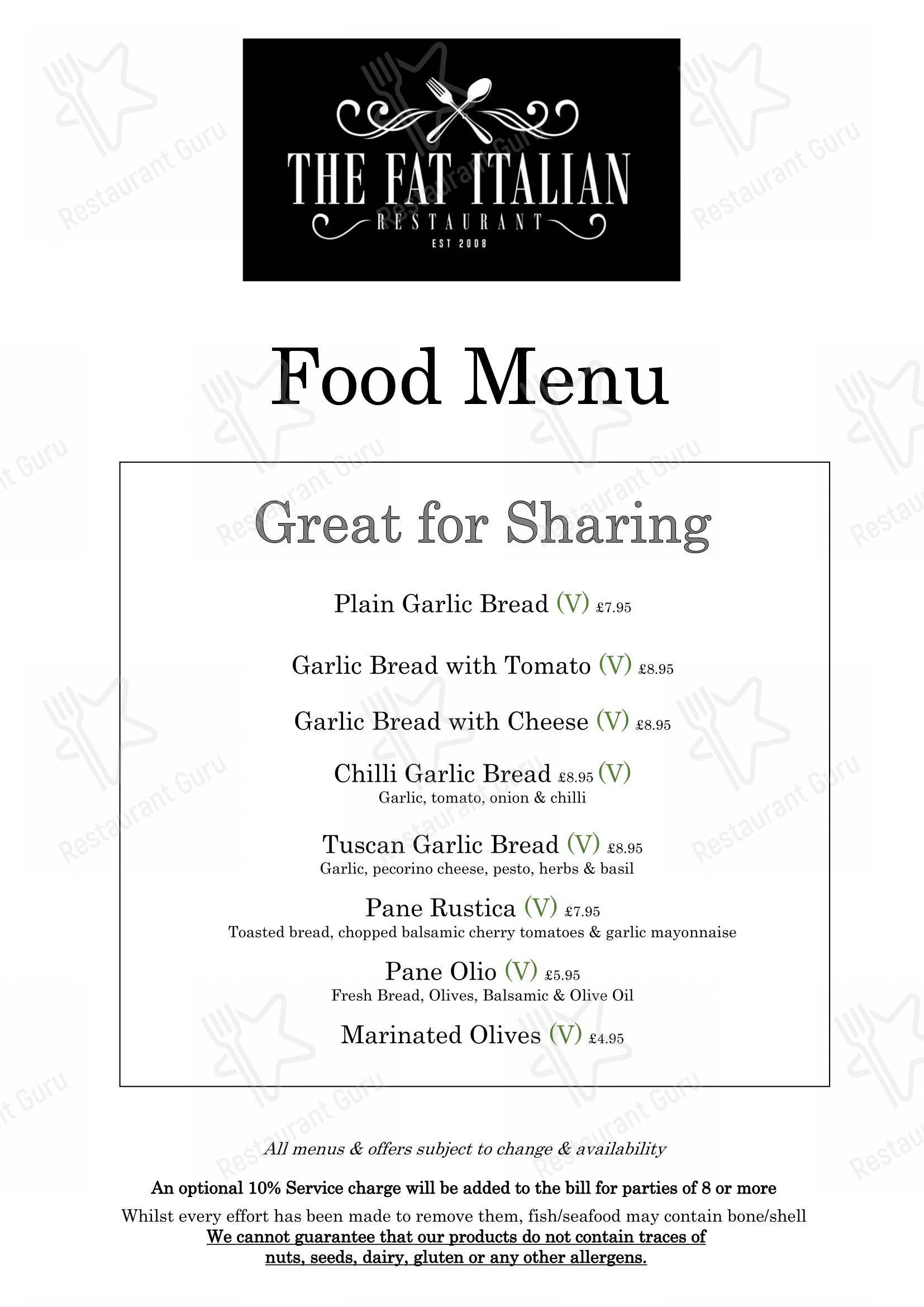 Menu at The Fat Italian Ormskirk restaurant, Ormskirk, 47-49 Derby St