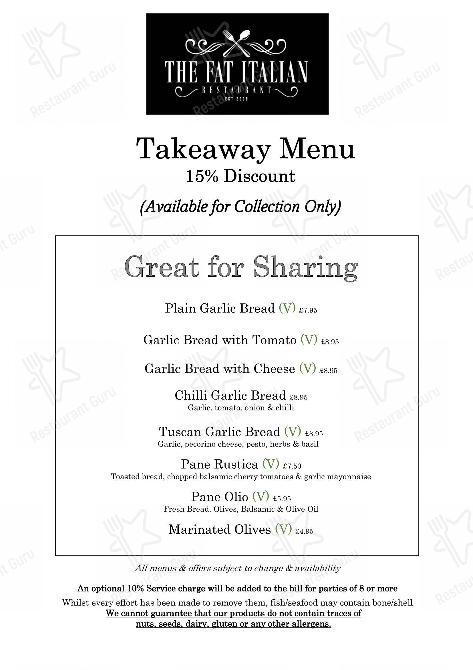 Menu at The Fat Italian Ormskirk restaurant, Ormskirk, 47-49 Derby St