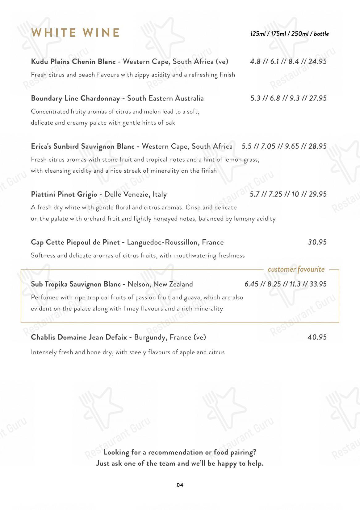 Menu at The Fish Inn, Ringwood pub & bar, Ringwood, The Bridges