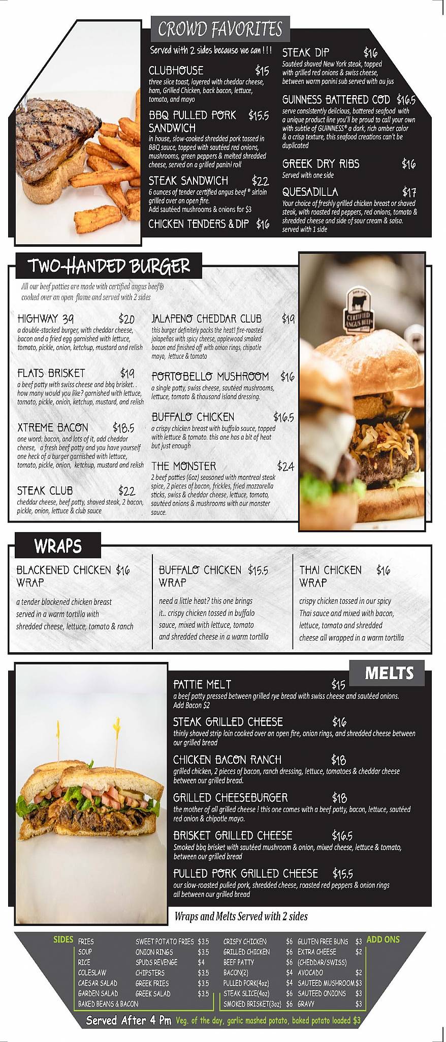 Menu au The Flats Eatery + Drink restaurant, Regina