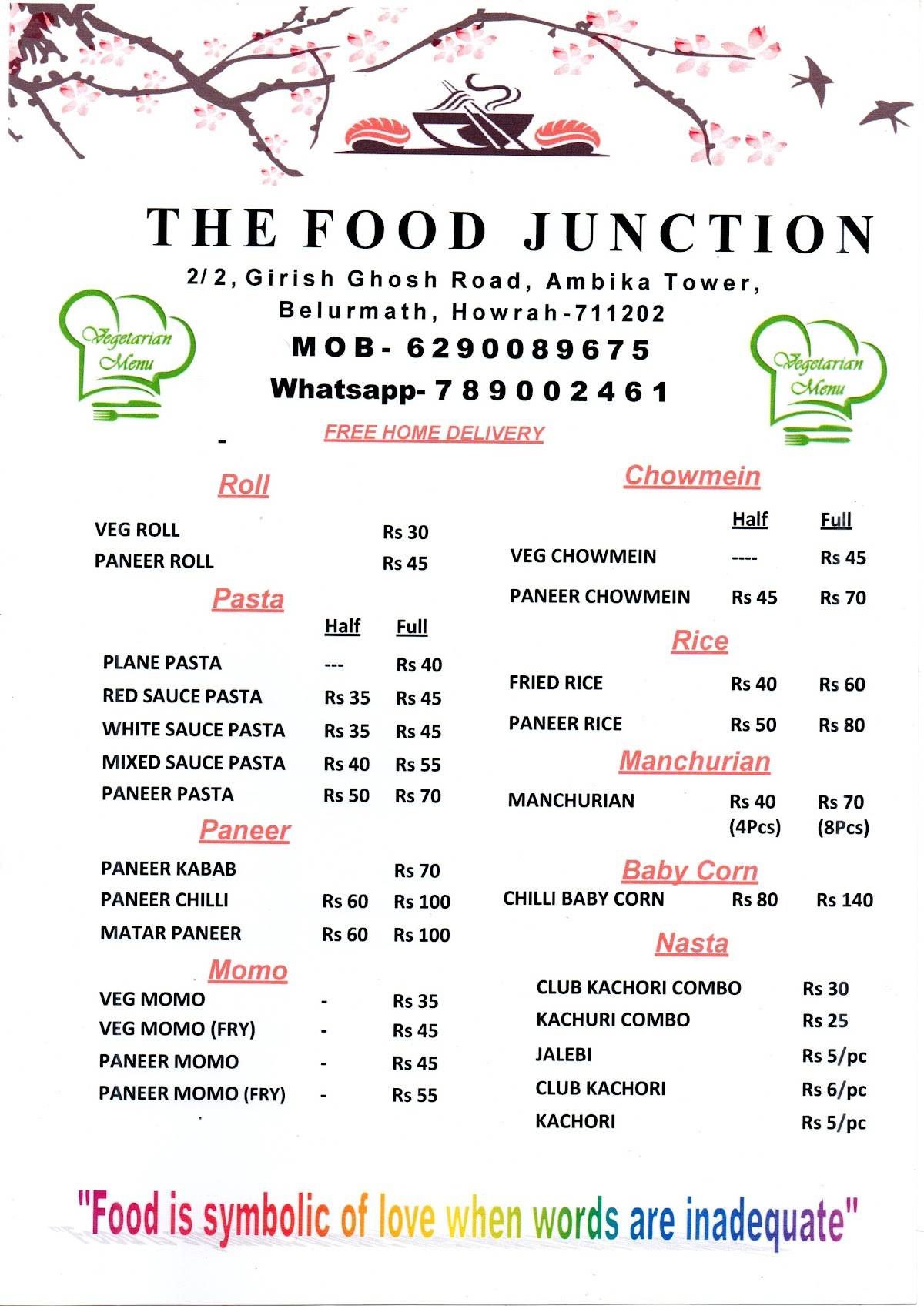Menu at The Food Junction tatti, Howrah