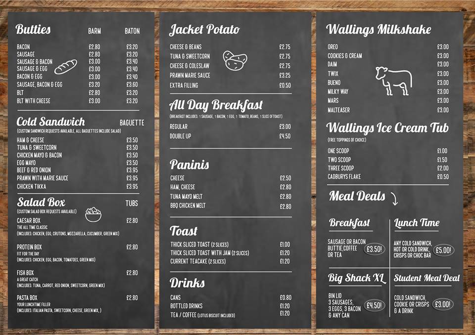Menu at The Food Shack Bispham cafe, Blackpool