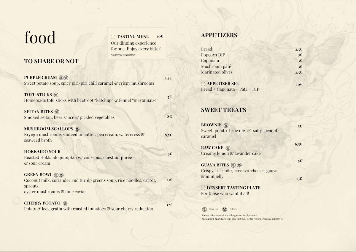 Menu em The Food Temple restaurante, Lisboa