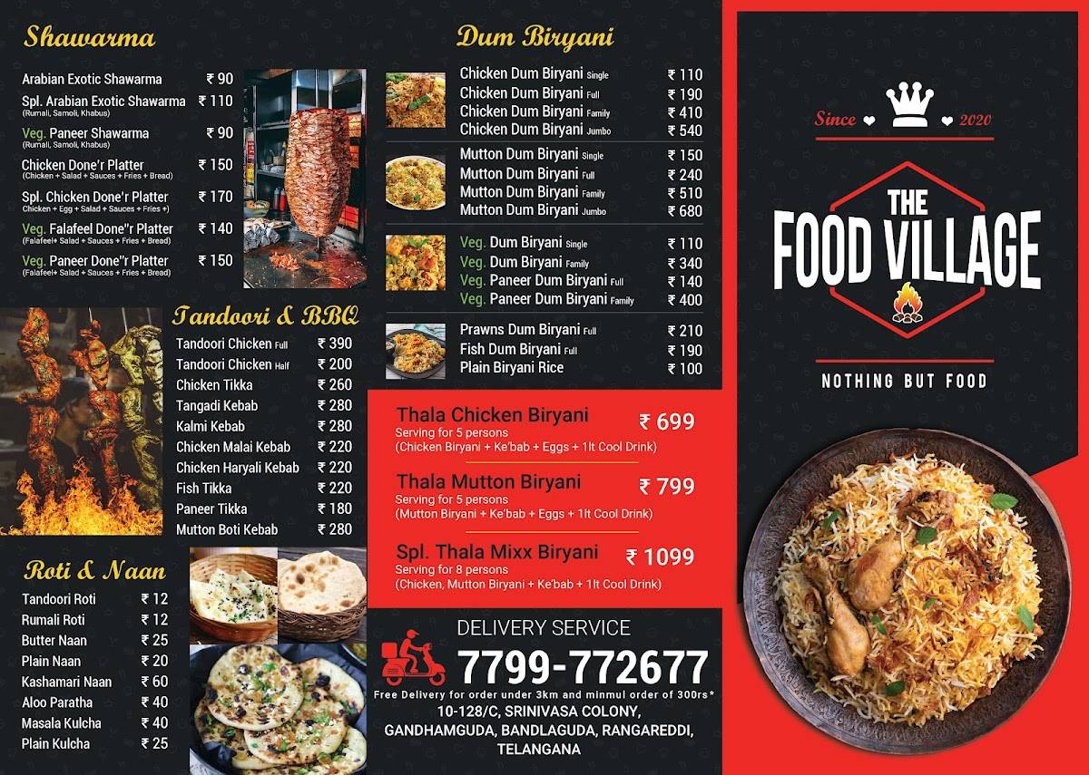 Menu at The Food Village, Hyderabad