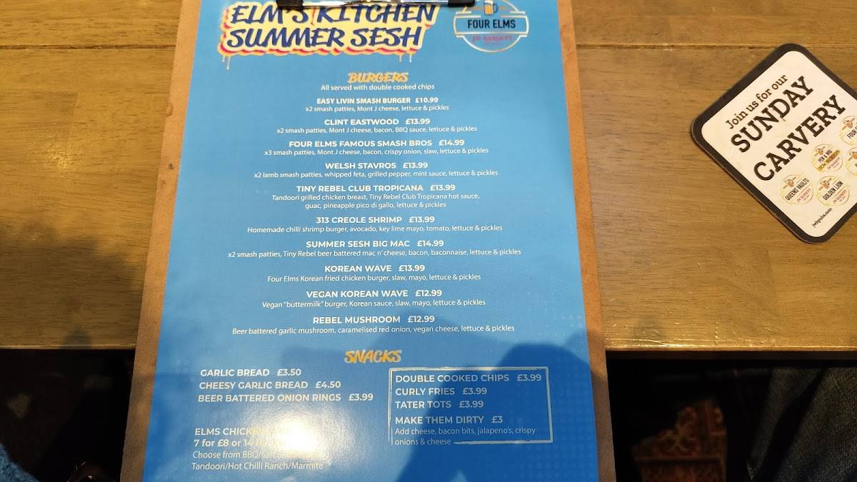 Menu at The Four Elms - JW Bassett Pub, Cardiff