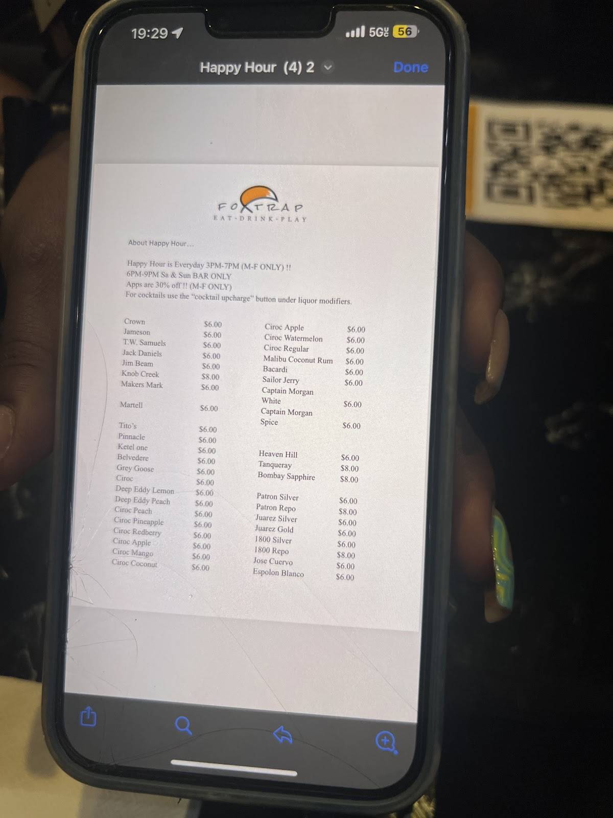 Menu at The Fox Trap Restaurant & Lounge, Houston