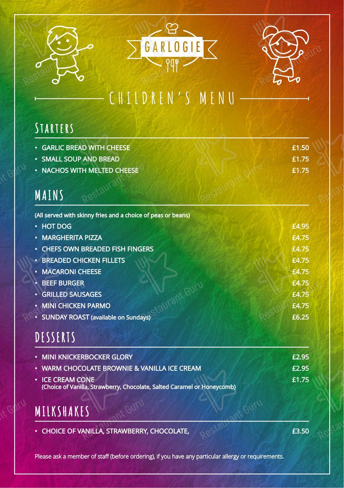 Menu at The Garlogie Inn pub & bar, Garlogie
