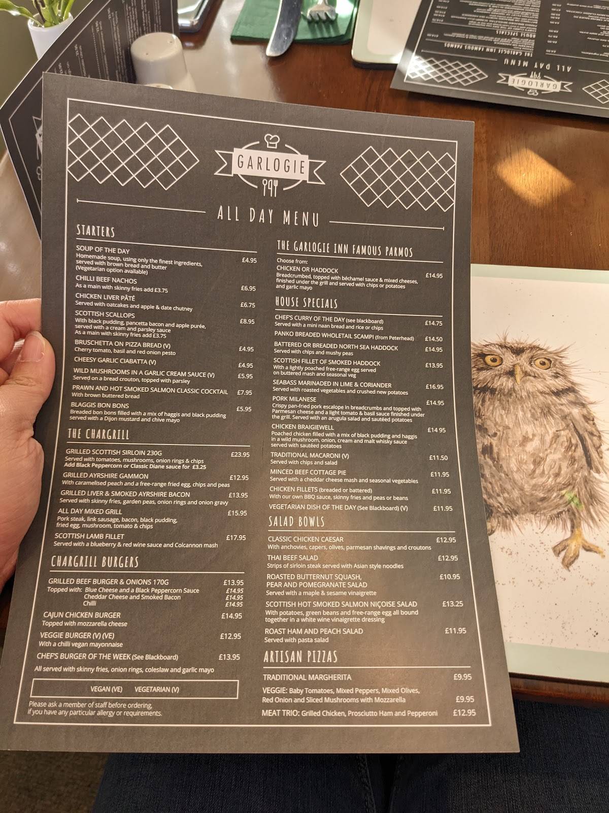 Menu at The Garlogie Inn pub & bar, Garlogie