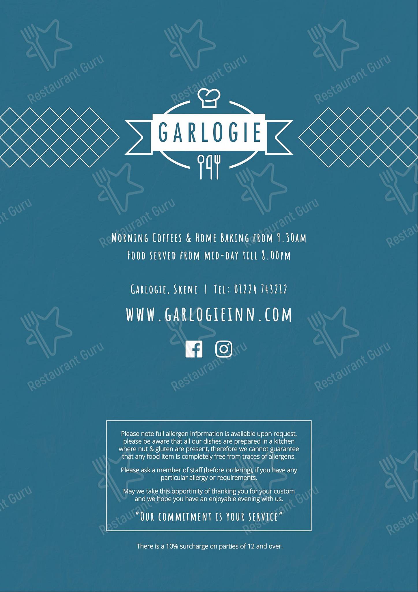 Menu at The Garlogie Inn pub & bar, Garlogie