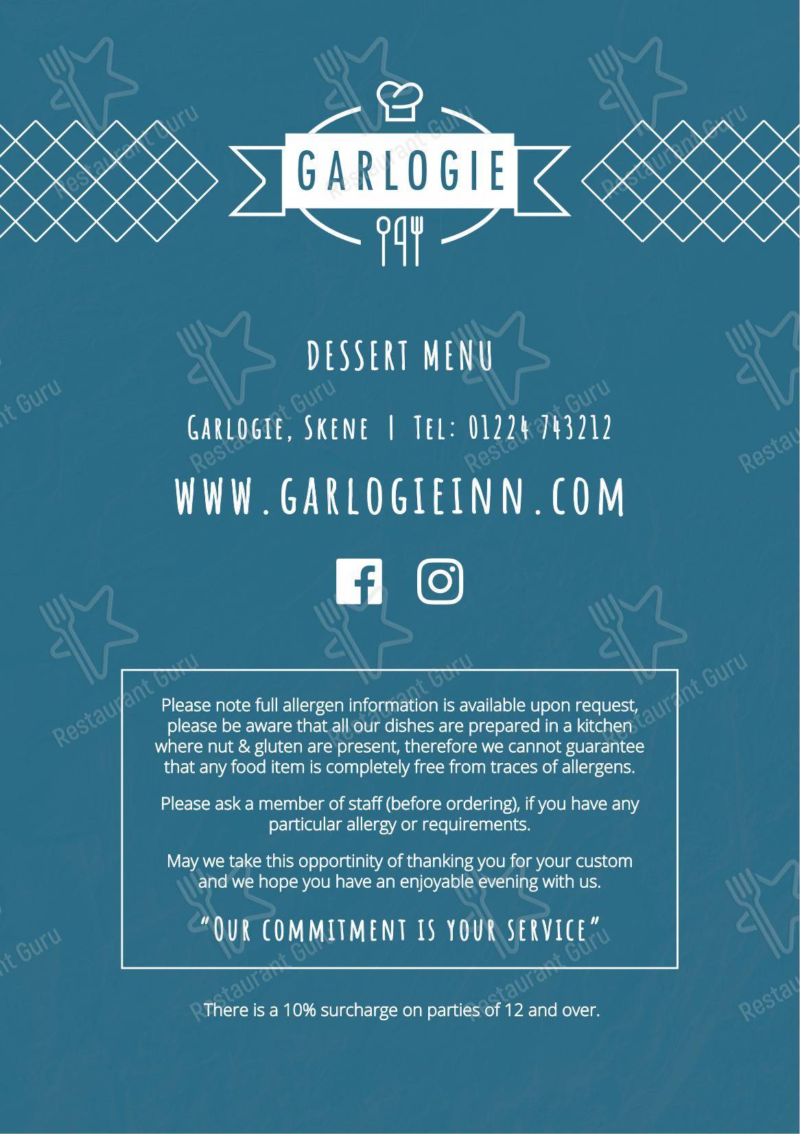 Menu at The Garlogie Inn pub & bar, Garlogie