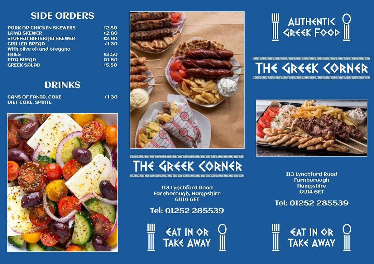 Menu at The Greek Corner restaurant, Farnborough