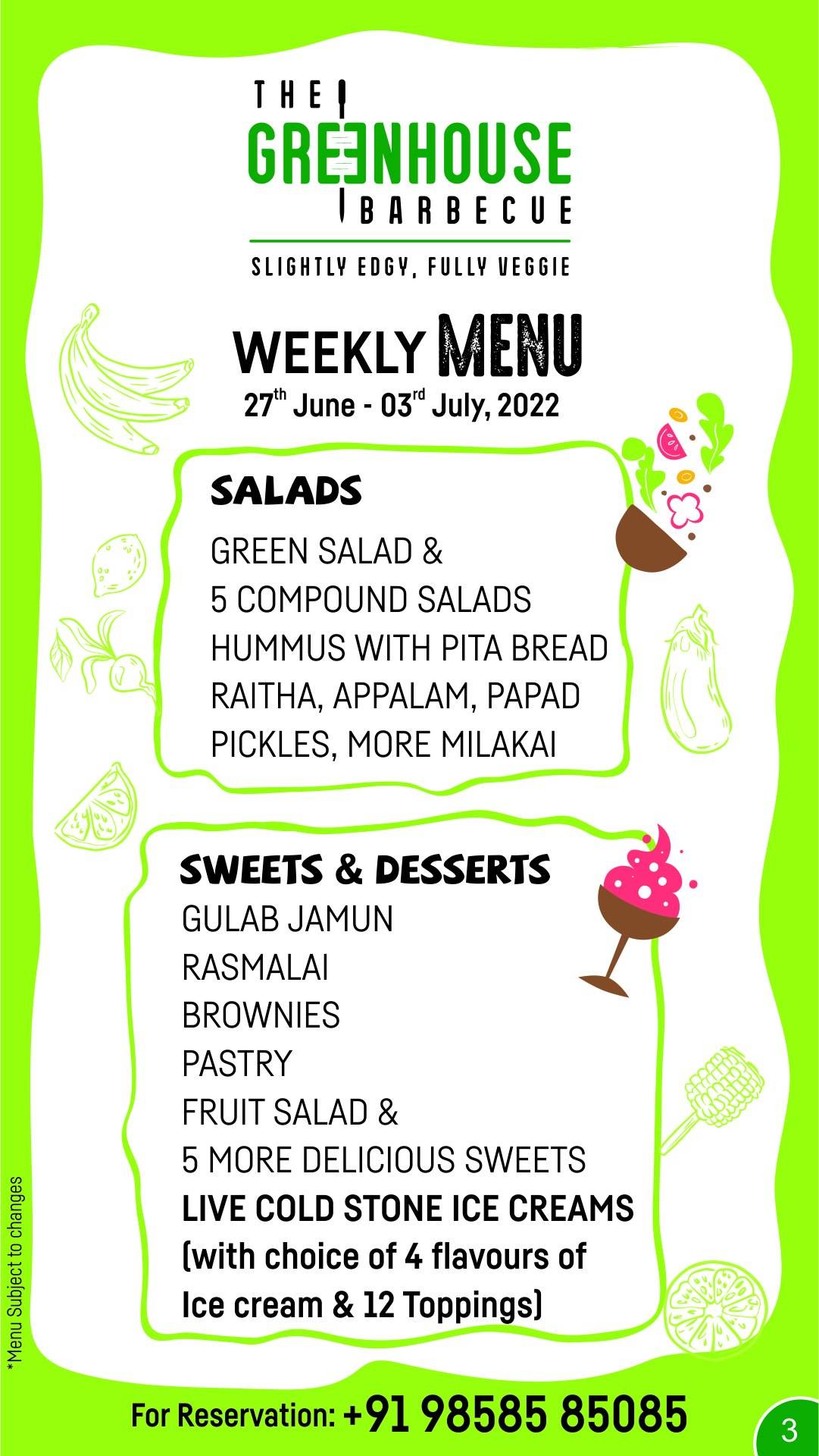 Menu at The Greenhouse Barbecue, Chennai