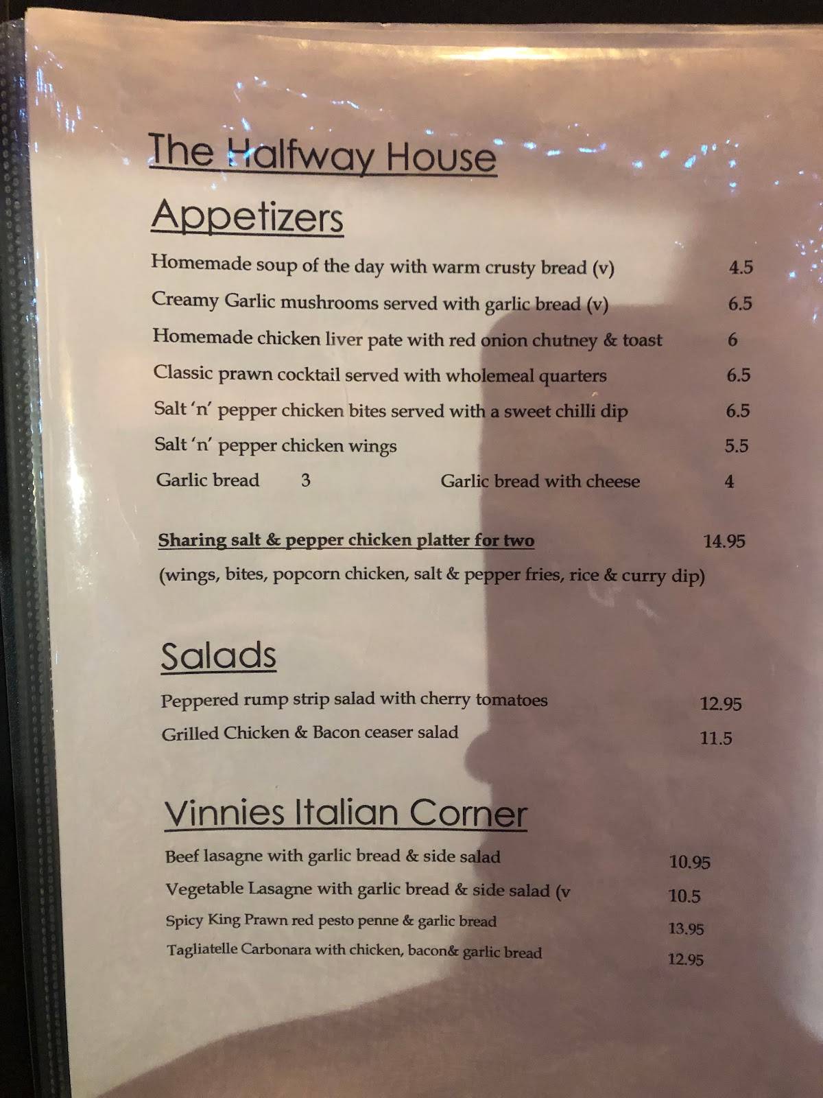 Menu at The Halfway House pub & bar, Oldham, 499 Rochdale Rd