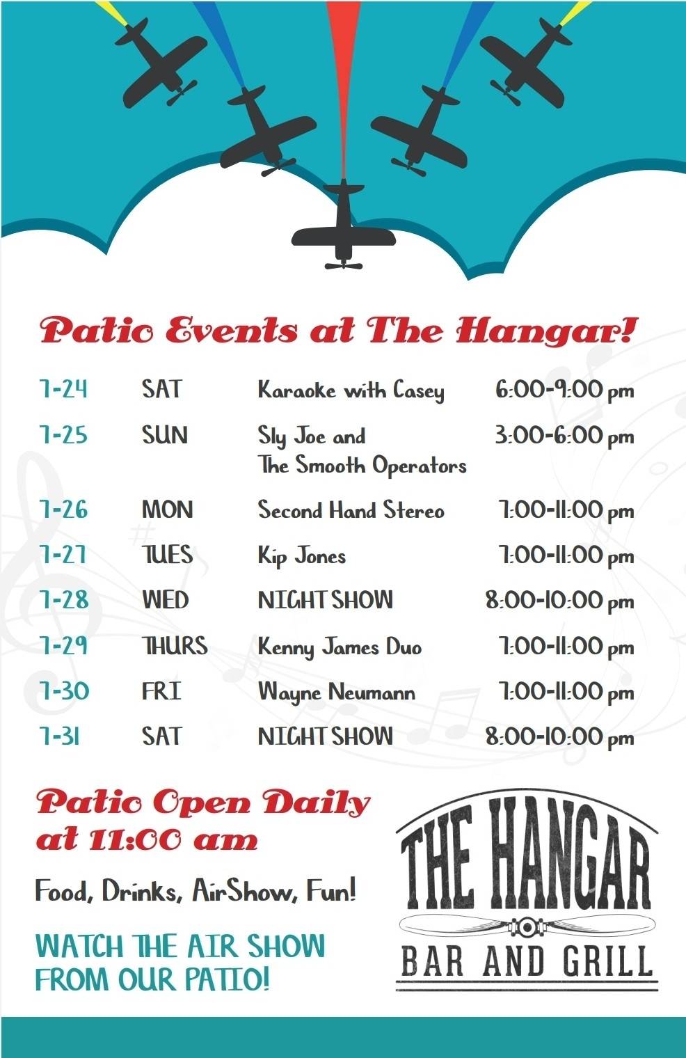 Menu at The Hangar Bar and Grill, Oshkosh