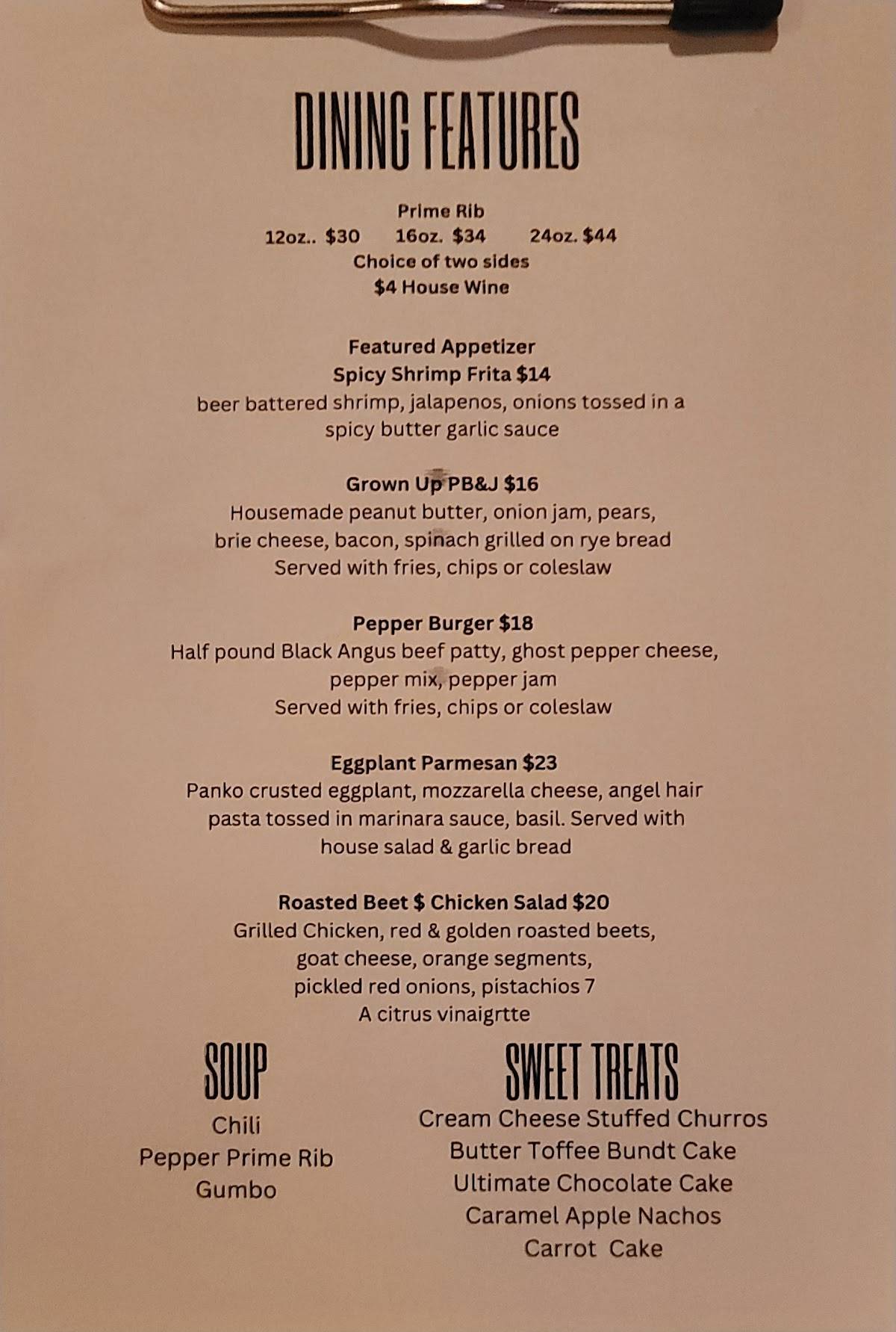Menu at The Hangar Bar and Grill, Oshkosh