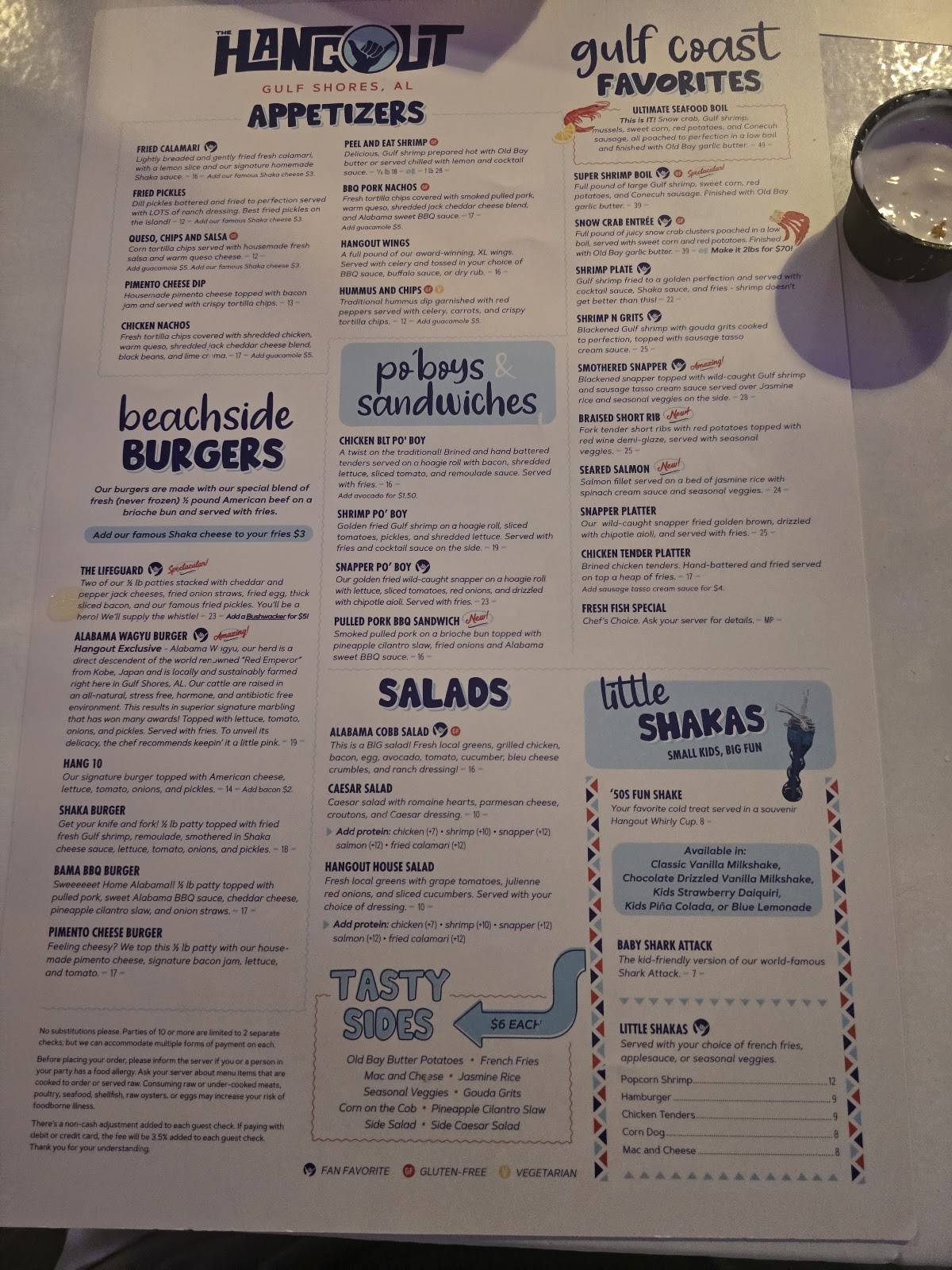 Menu at The Hangout pub & bar, Gulf Shores, 101 E Beach Blvd