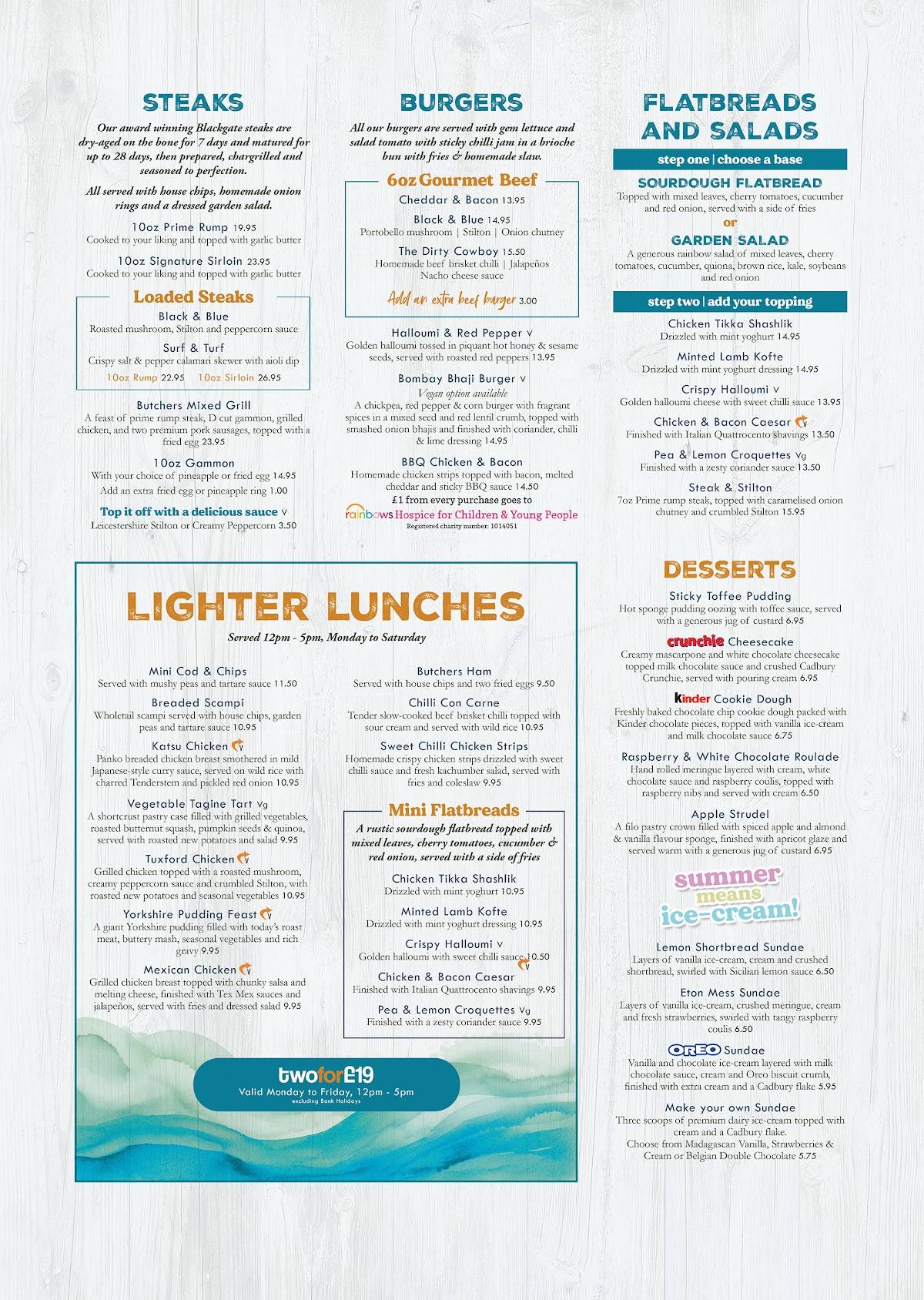 Menu at The Heathcote pub & bar, Royal Leamington Spa
