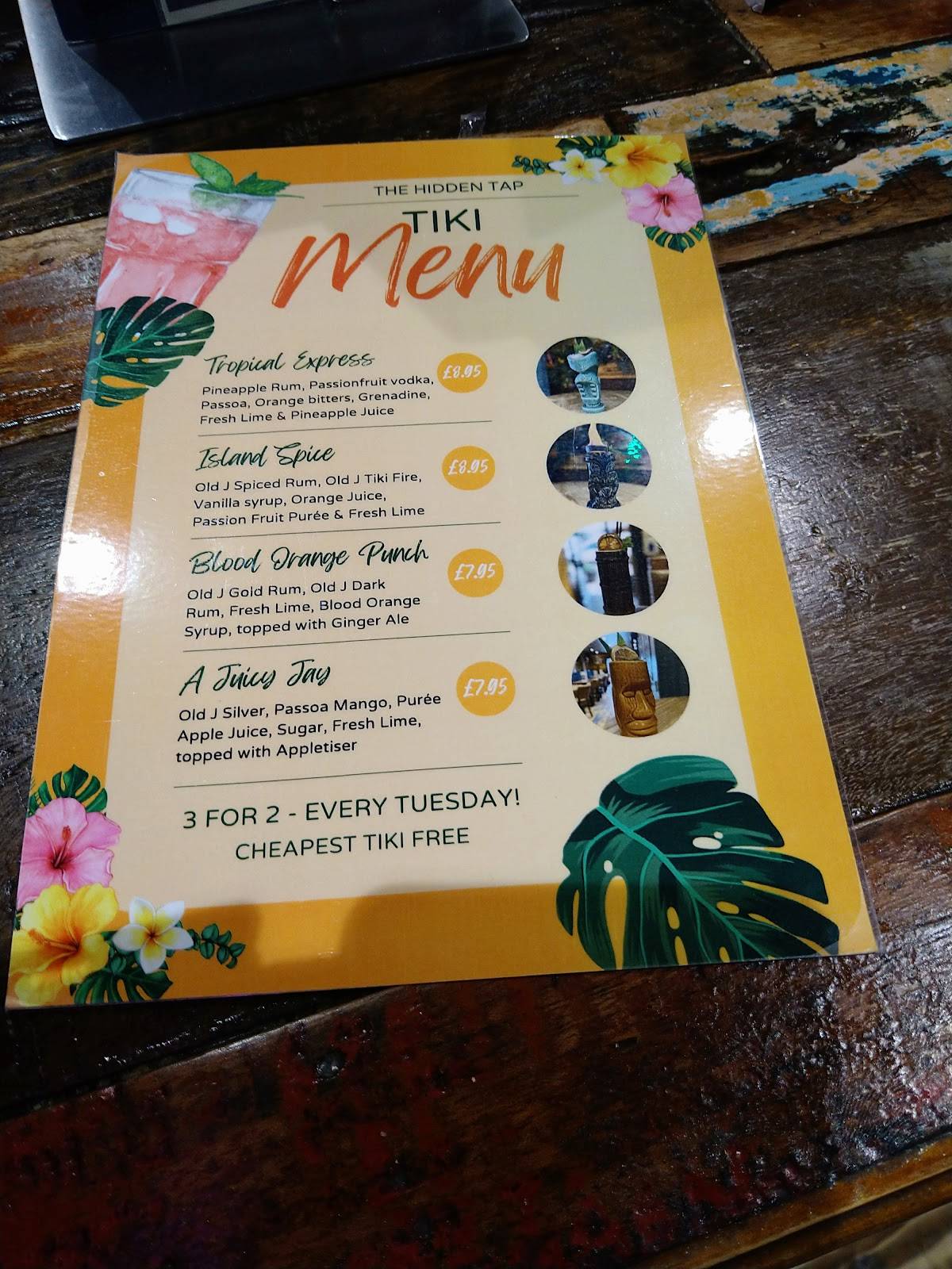 Menu at The Hidden Tap pub & bar, Hartlepool