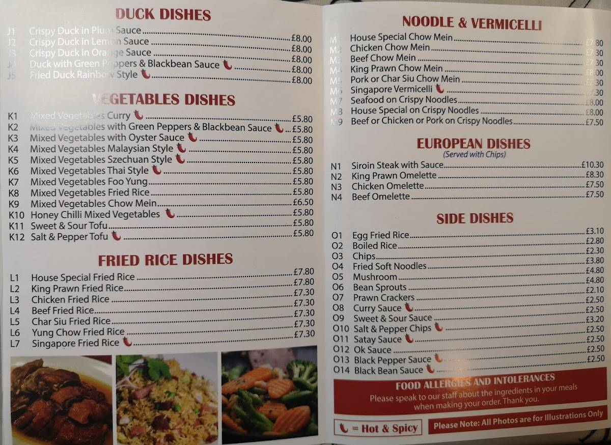 Menu at The Hoho restaurant, Ashton-under-Lyne