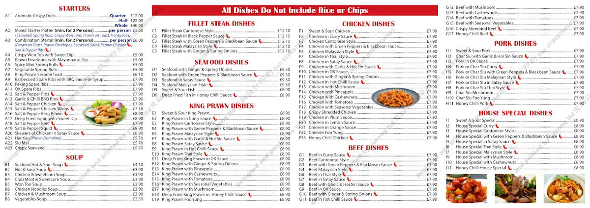 Menu at The Hoho restaurant, Ashton-under-Lyne