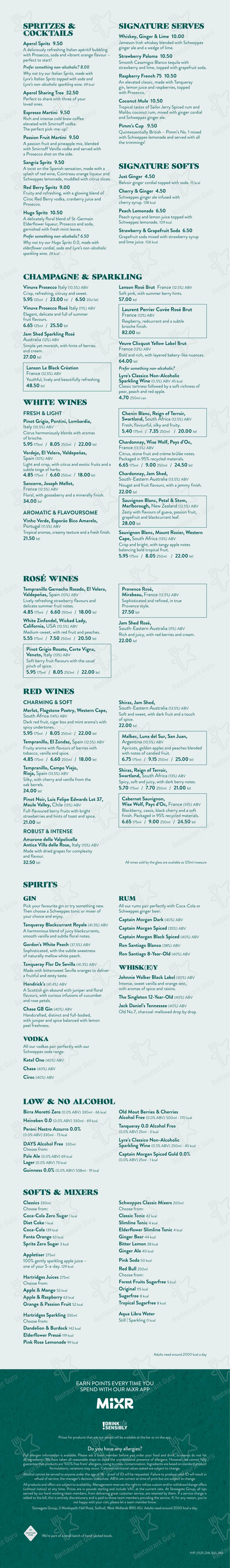 Menu at The Horns Inn pub & bar, Ferndown