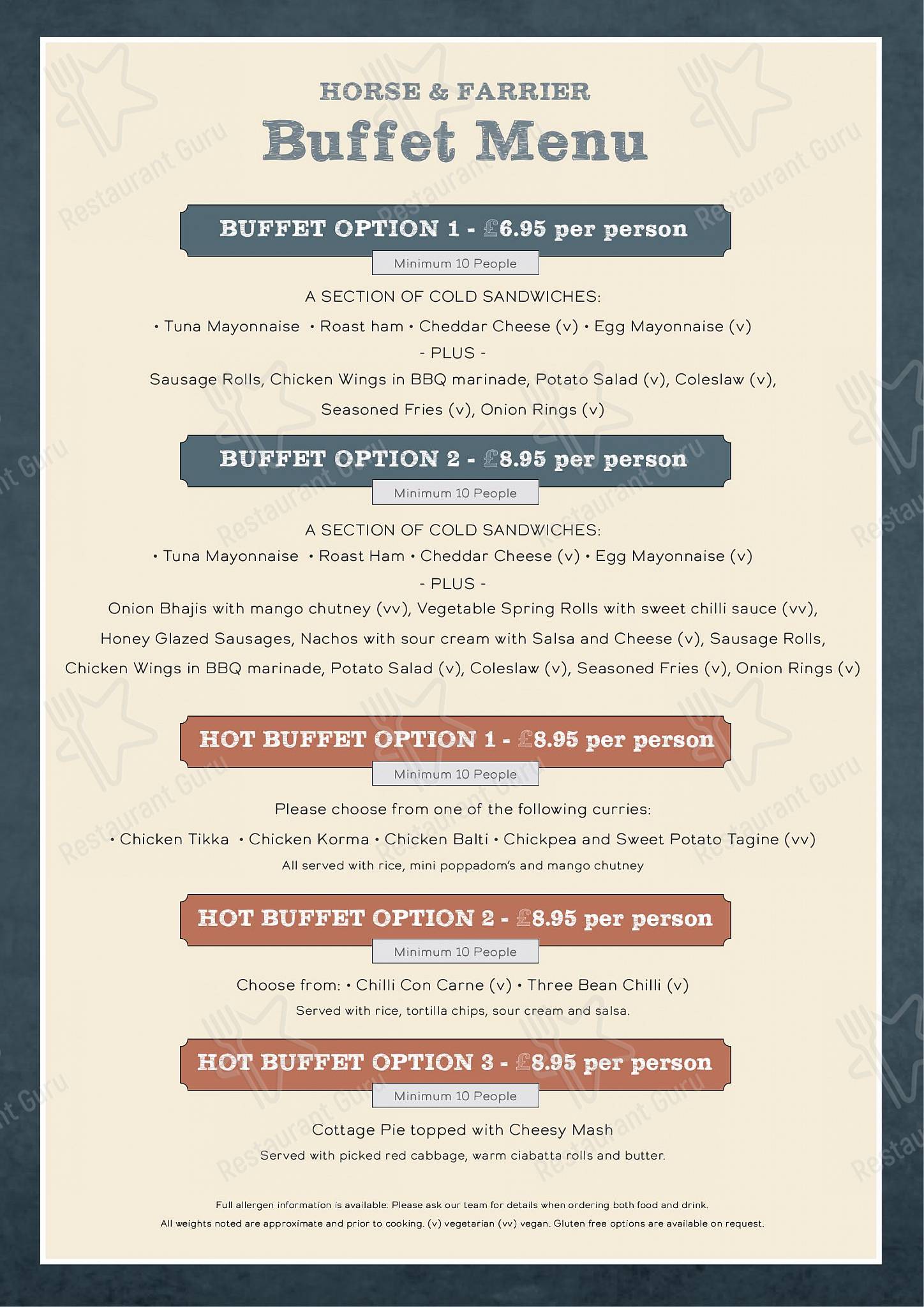 Menu at The Horse & Farrier pub & bar, Cheadle, 144 Gatley Rd