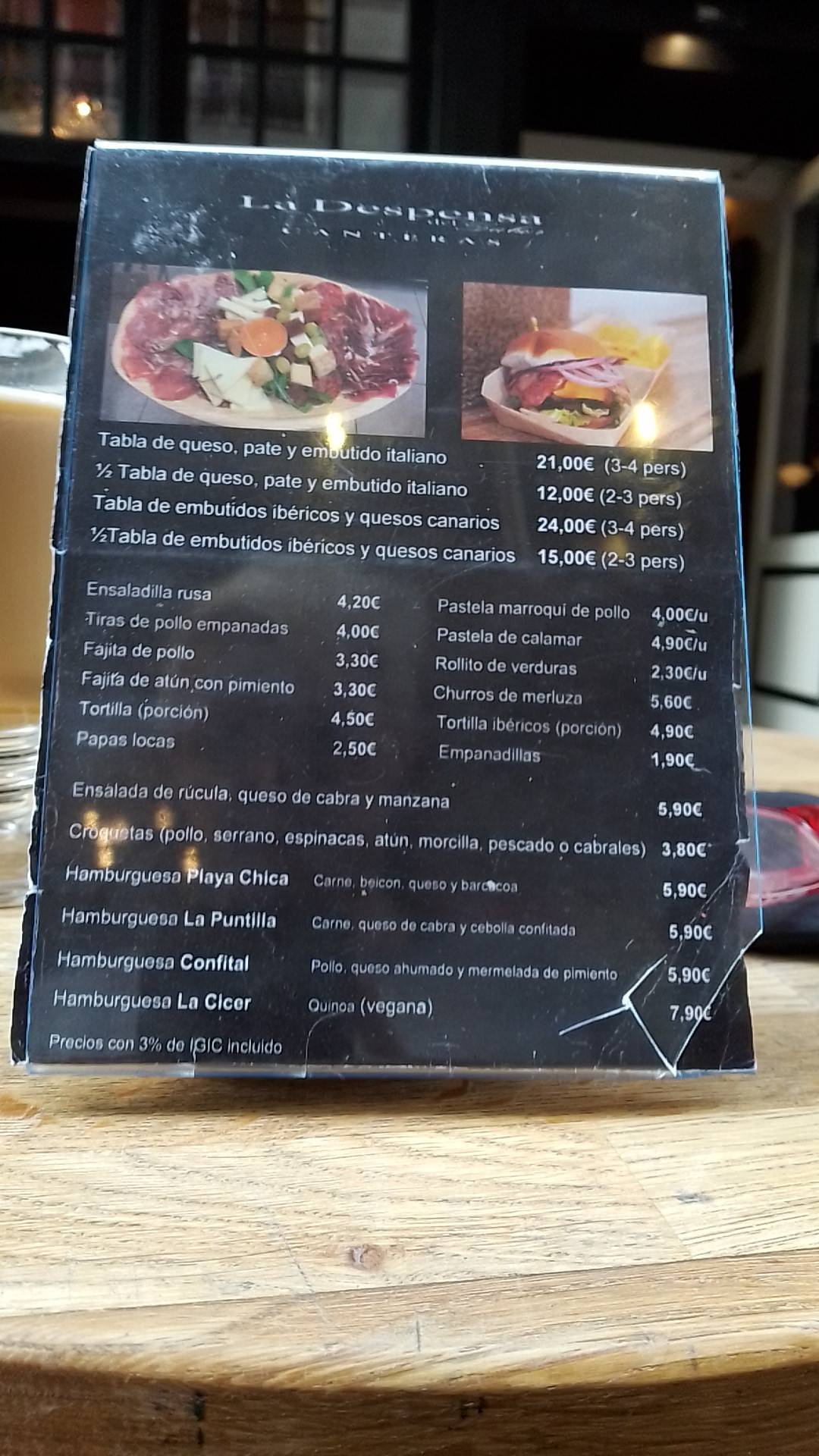 Menu at The Irish Rover pub & bar, Las Palmas de Gran Canaria