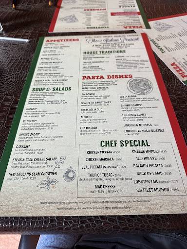 Menu at The Italian Peasant pizzeria, Tubac