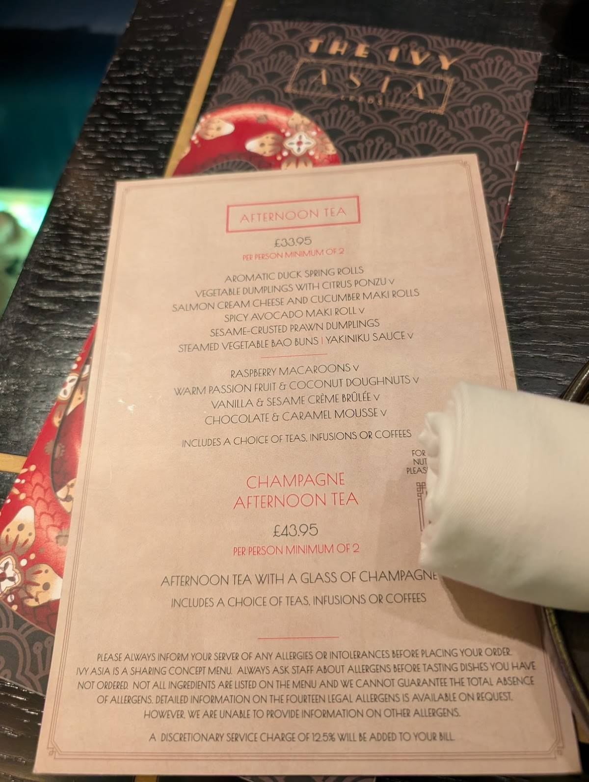 Menu at The Ivy Asia Leeds restaurant, Leeds
