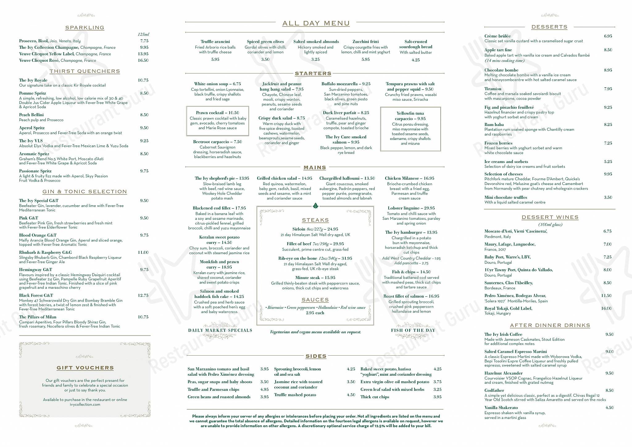 Menu at The Ivy St Albans Brasserie restaurant, St Albans
