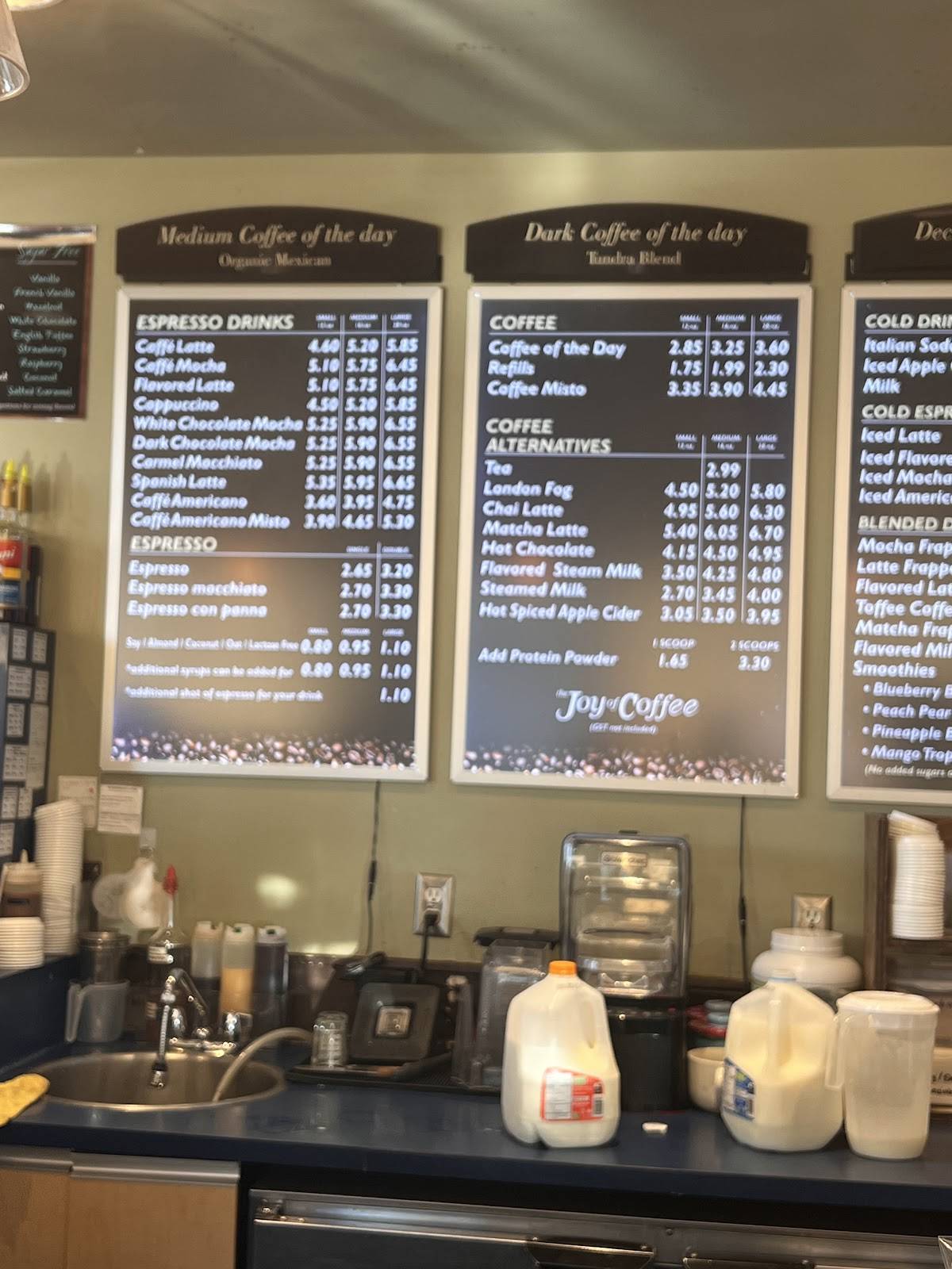 Menu at The Joy of Coffee cafe, Langley Township