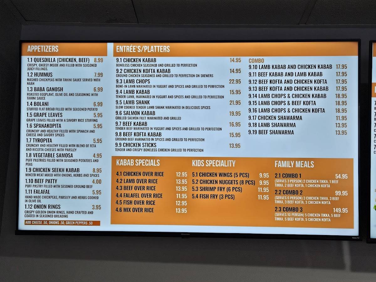 Menu at The Kabab House restaurant, Terre Haute