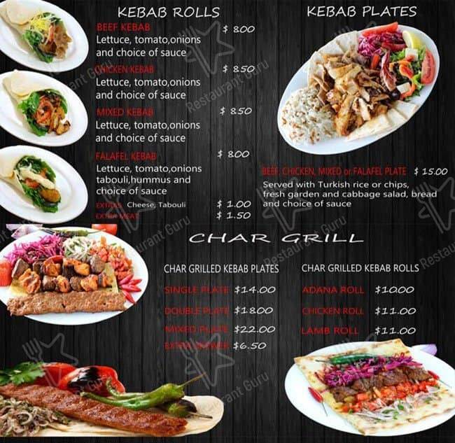Menu at The Kebab Shop restaurant, Chester Hill