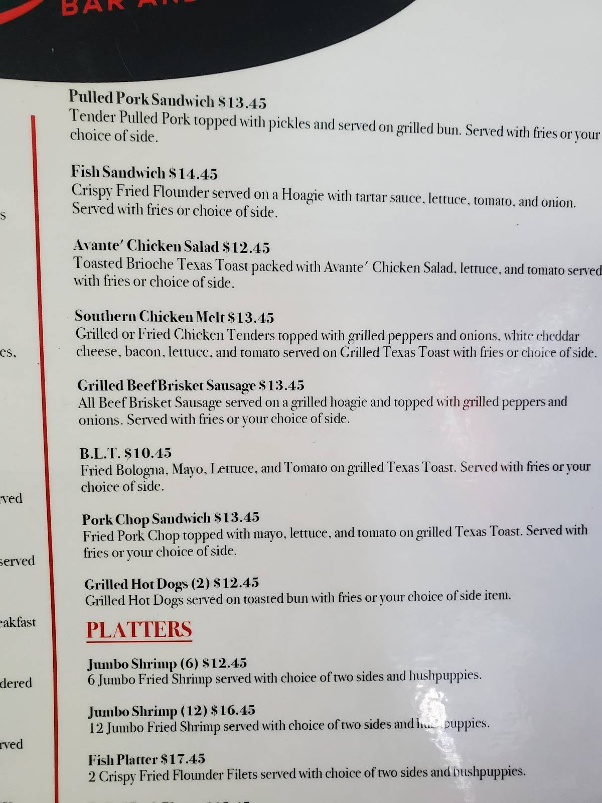 Menu at The Kitchen Bar & Grill, Douglasville