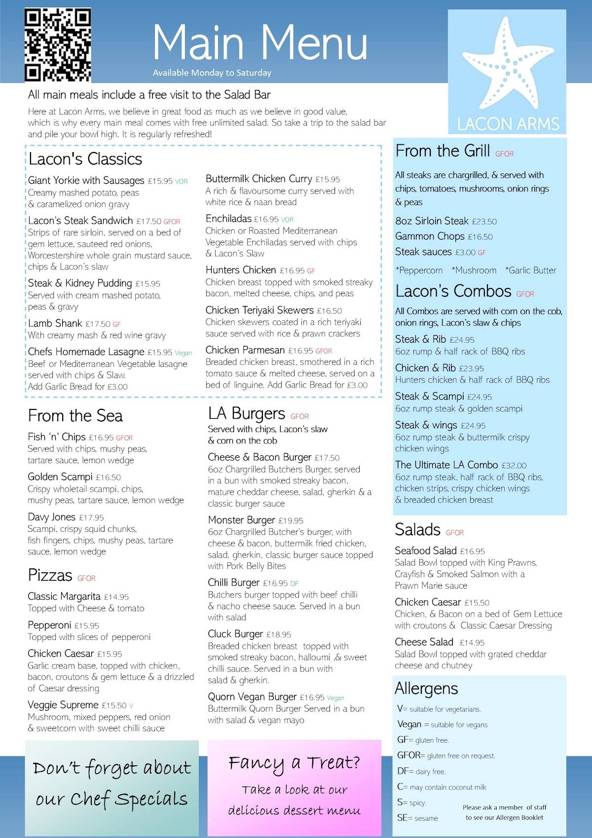 Menu at The Lacon Arms pub & bar, Ormesby Saint Margaret