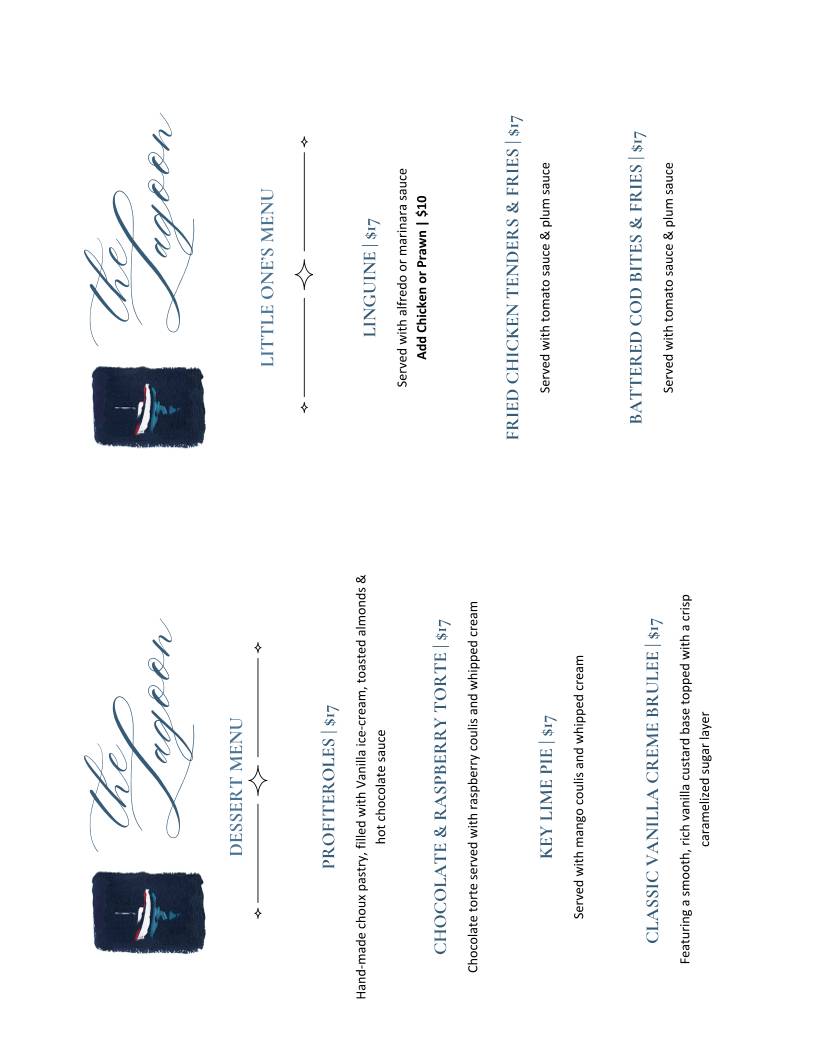 Menu at The Lagoon Restaurant, Madeira Park