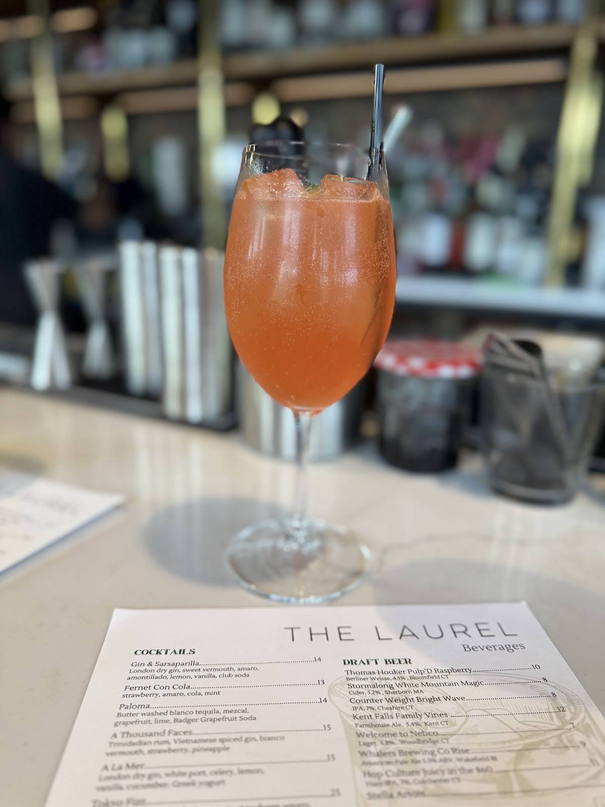 Menu at The Laurel restaurant, West Hartford