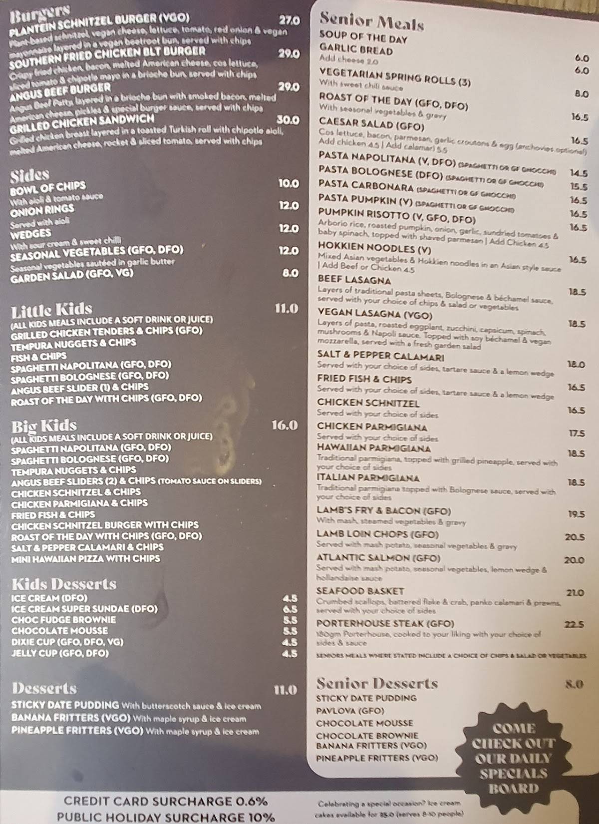Menu at The Lilydale International pub & bar, Lilydale