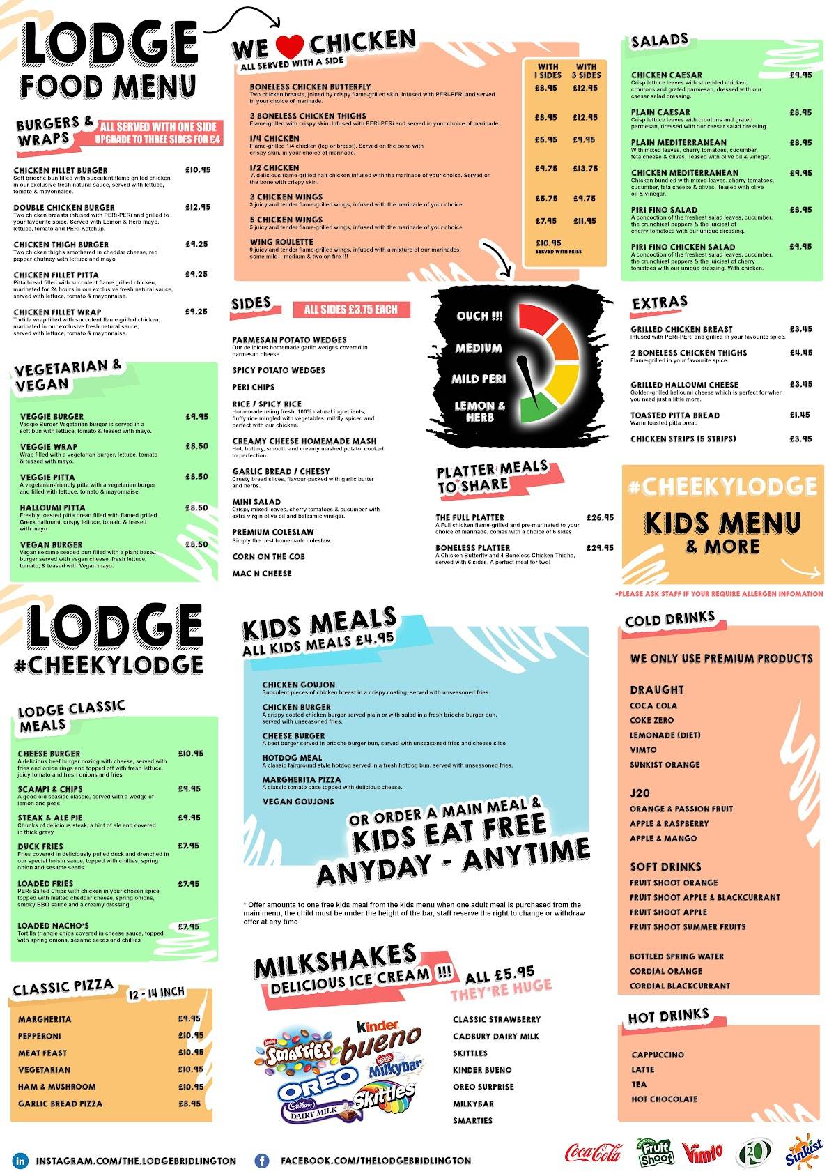 Menu at The Lodge Bar & Restaurant, Bridlington