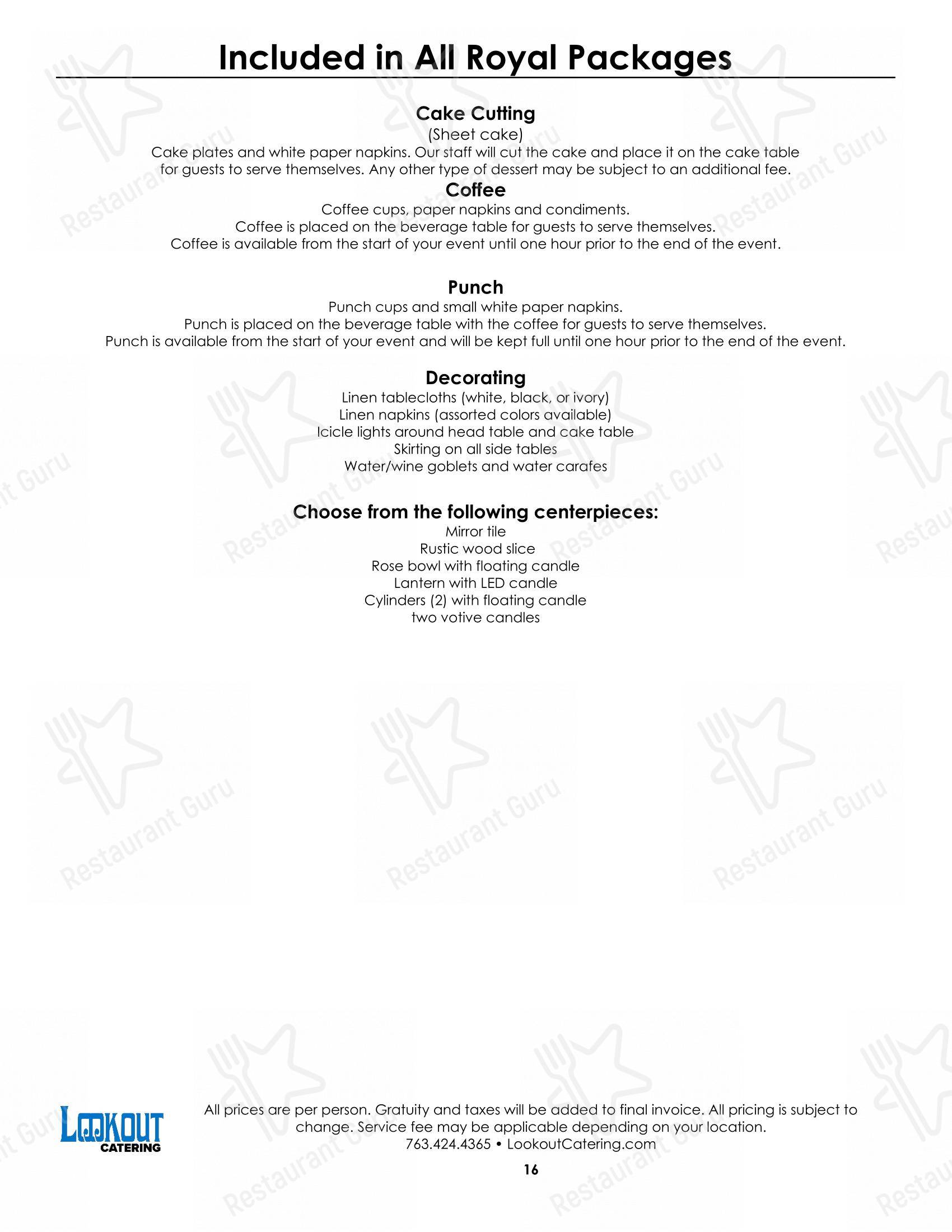 Menu at The Lookout Bar and Grill, Maple Grove